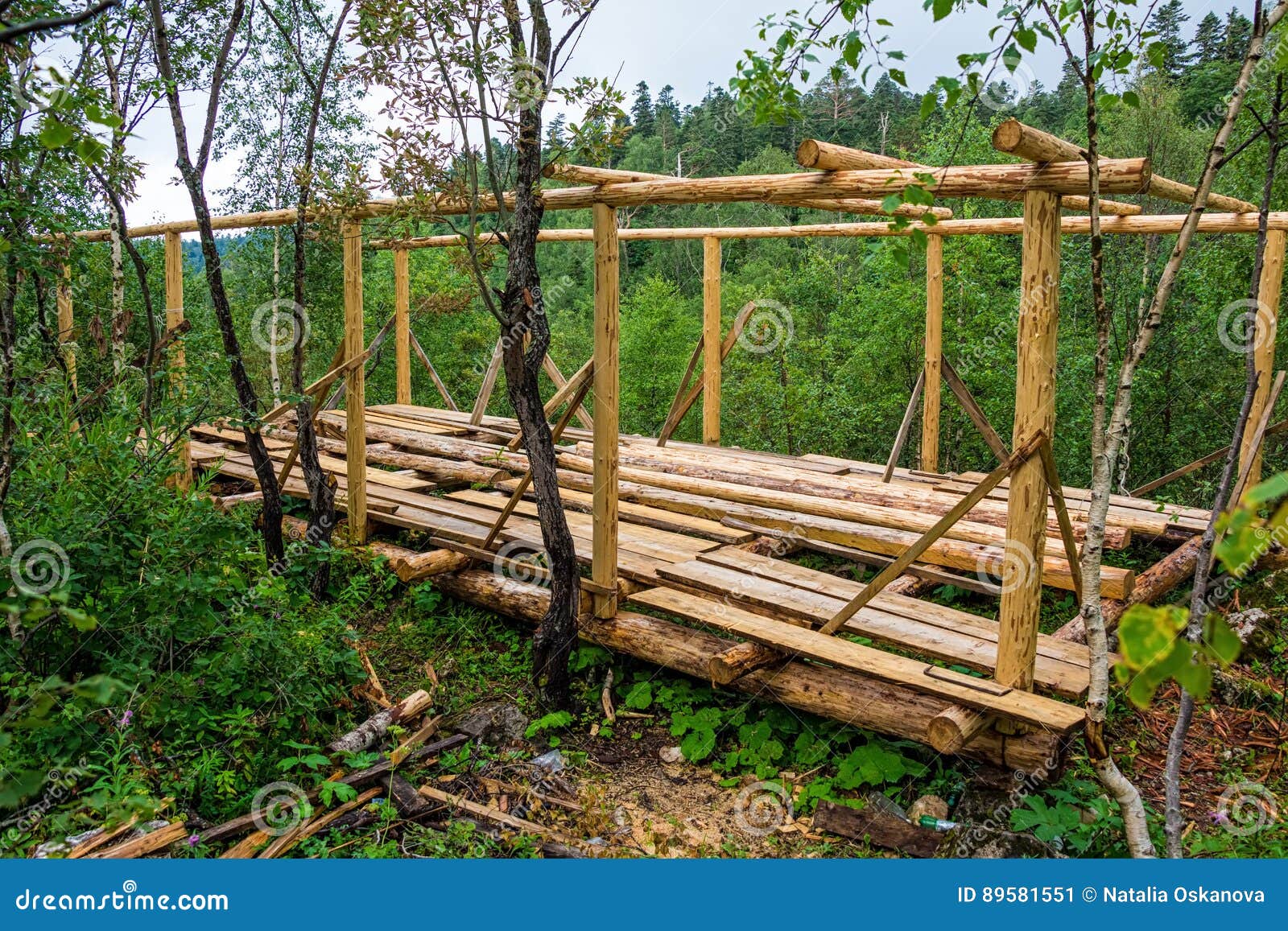 Wooden Construction in Forest Stock Image - Image of industry ...