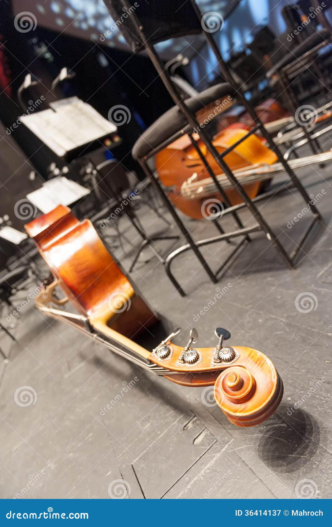 Wooden Contrabass on the Stage Stock Image - Image of concert, tuner ...