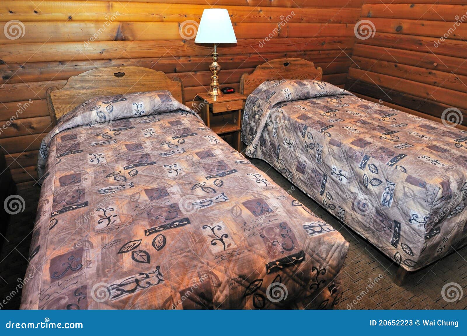 Wooden cottage bedroom stock image. Image of comfortable - 20652223