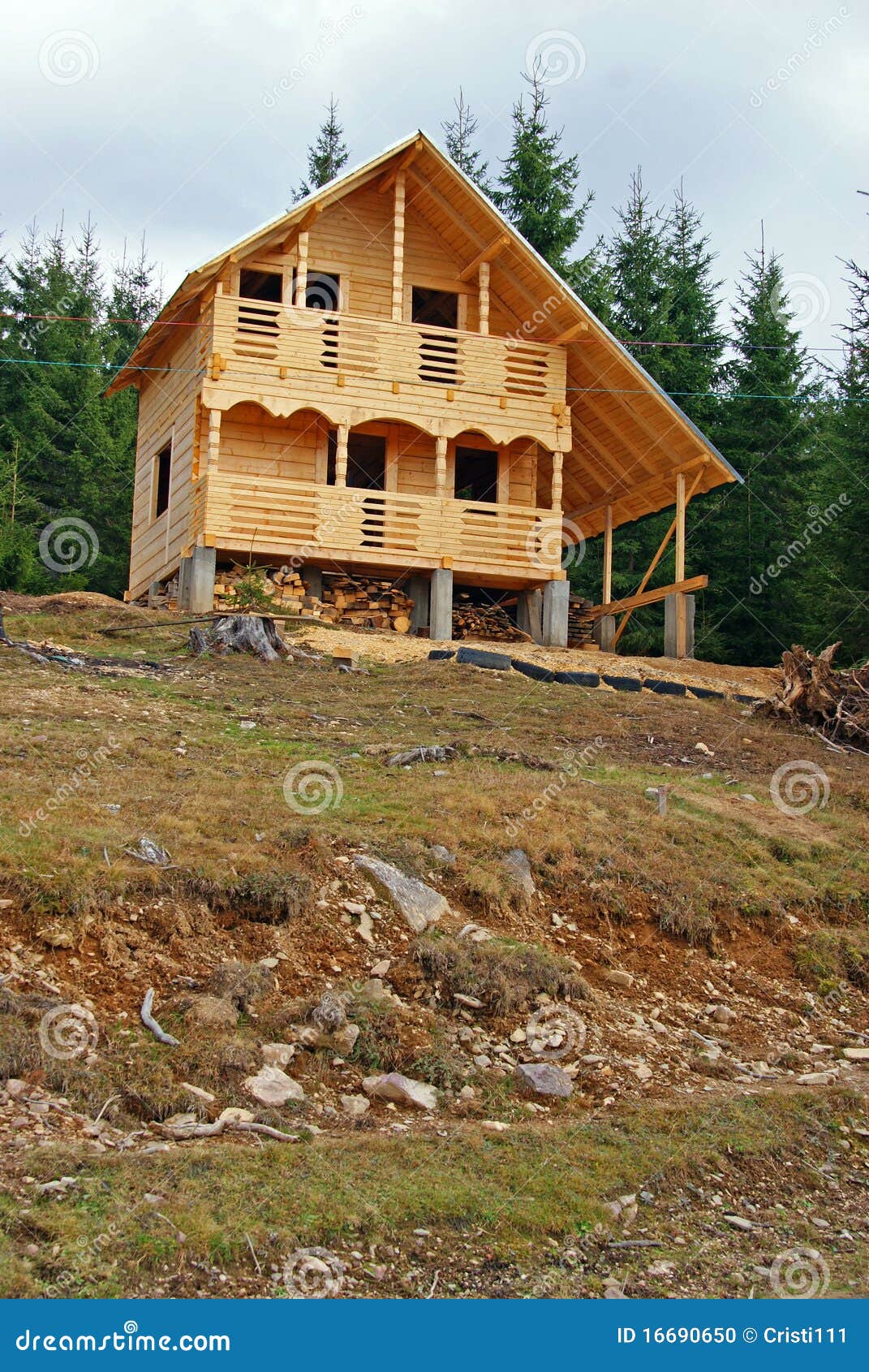 Wooden Cottage in Construction Stock Photo - Image of hotel, property ...