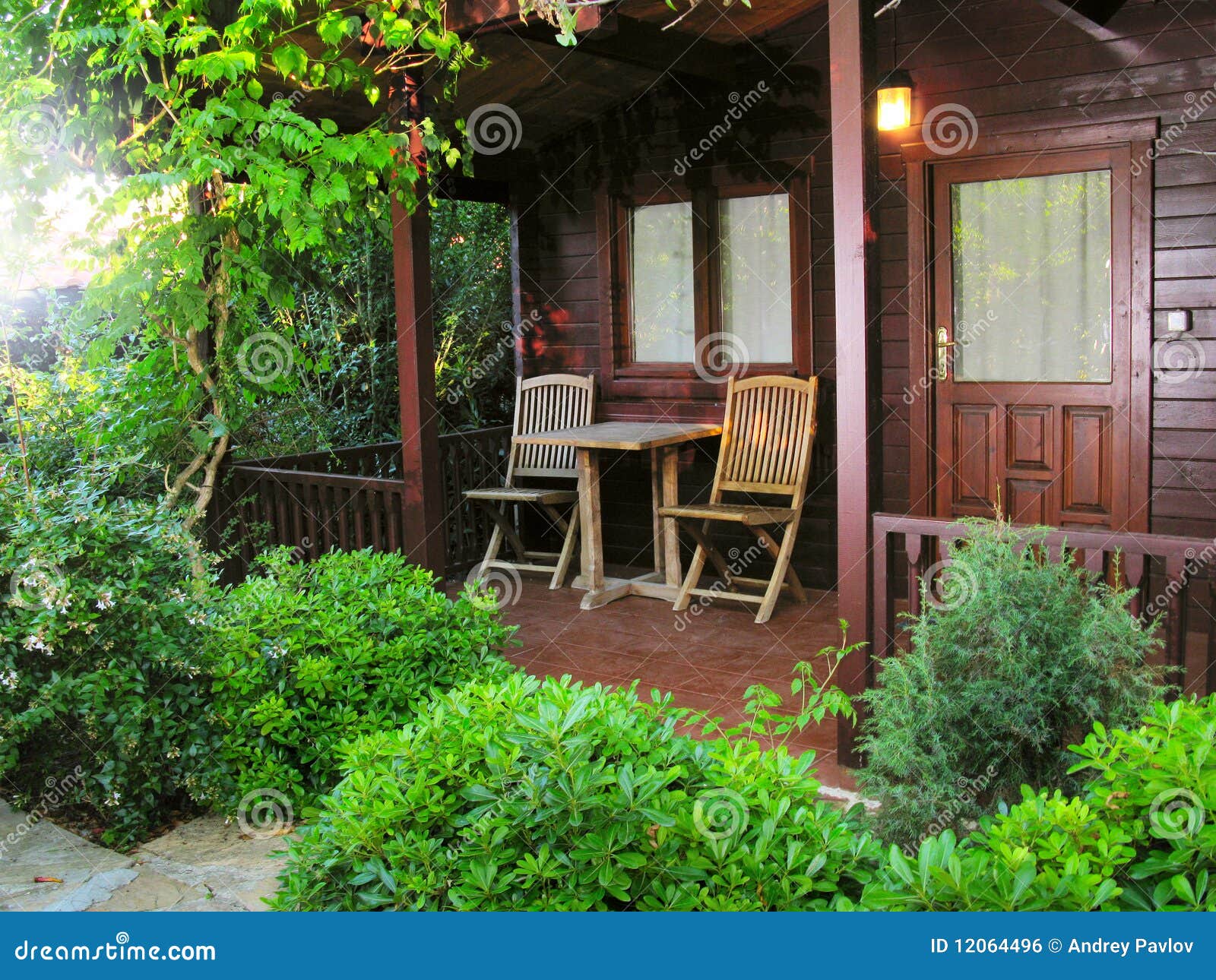 Wooden Cottage in the Garden Stock Photo - Image of outdoors, leaves ...