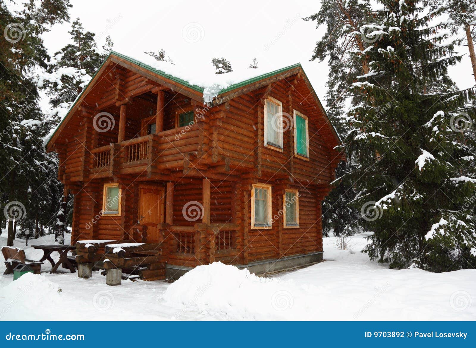 Wooden Cottage in Winter Wood Stock Photo - Image of frost, russia: 9703892