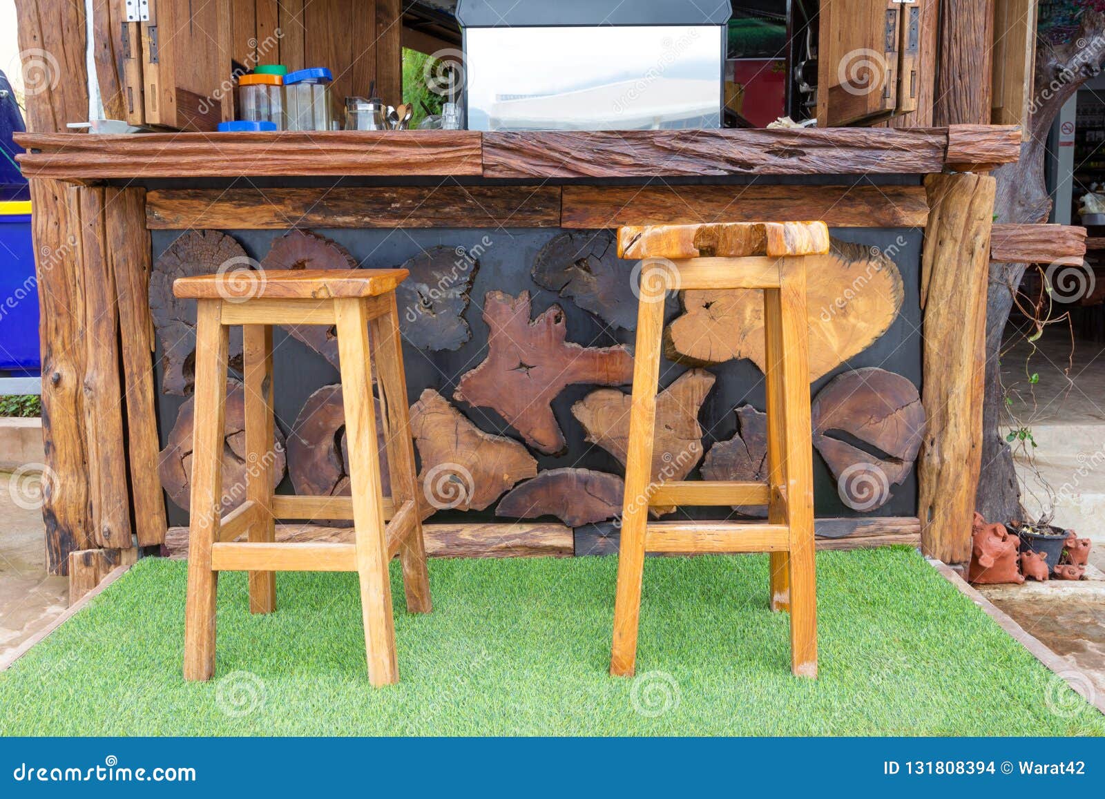 Wooden Counter at the Coffee Shop Stock Photo - Image of high, business ...