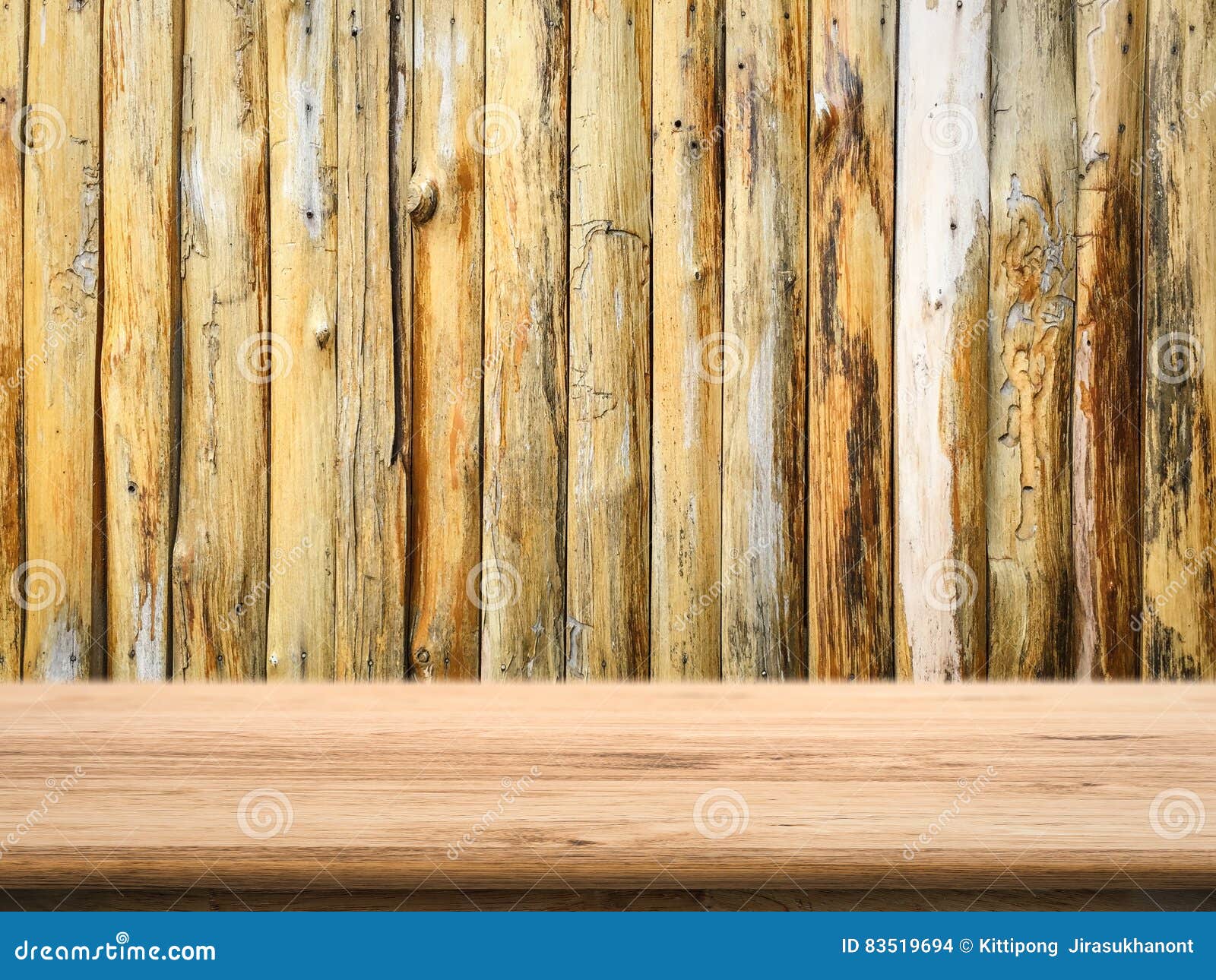 Wooden Counter Top with Grunge Wood Background Stock Photo - Image of ...