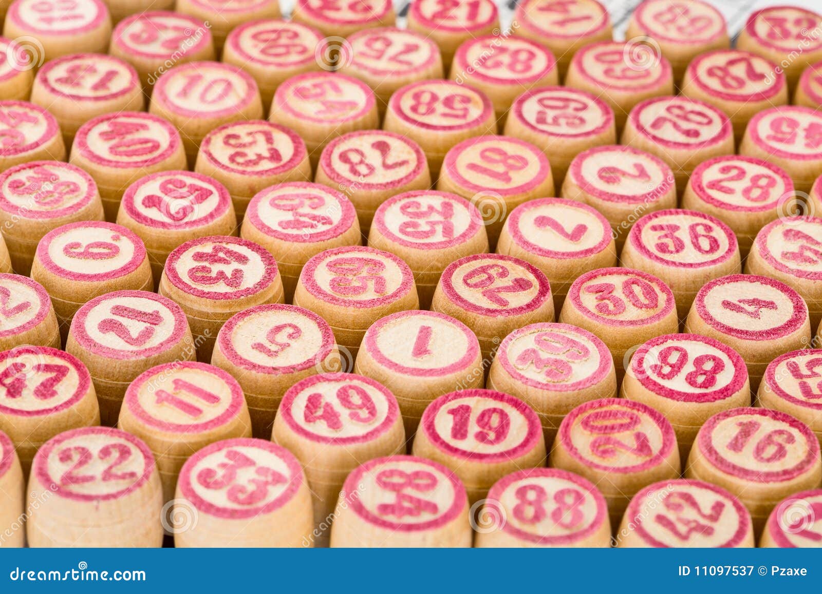 Wooden Counters for Bingo with Red Numbers Stock Image - Image of ...