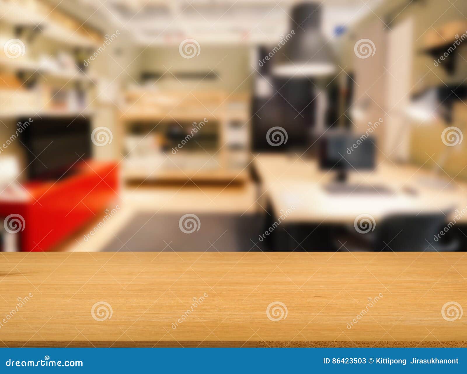 Wooden Countertop with Workspace Background Stock Image - Image of ...
