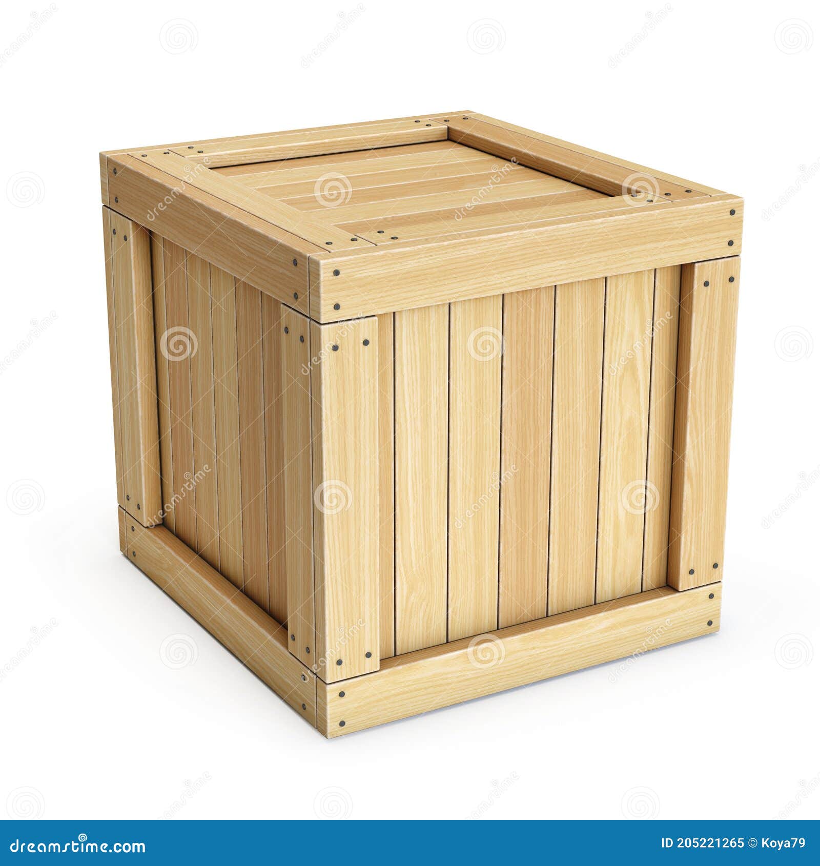 Wooden Crate, Cargo Box Isolated on White Background 3d Rendering Stock ...