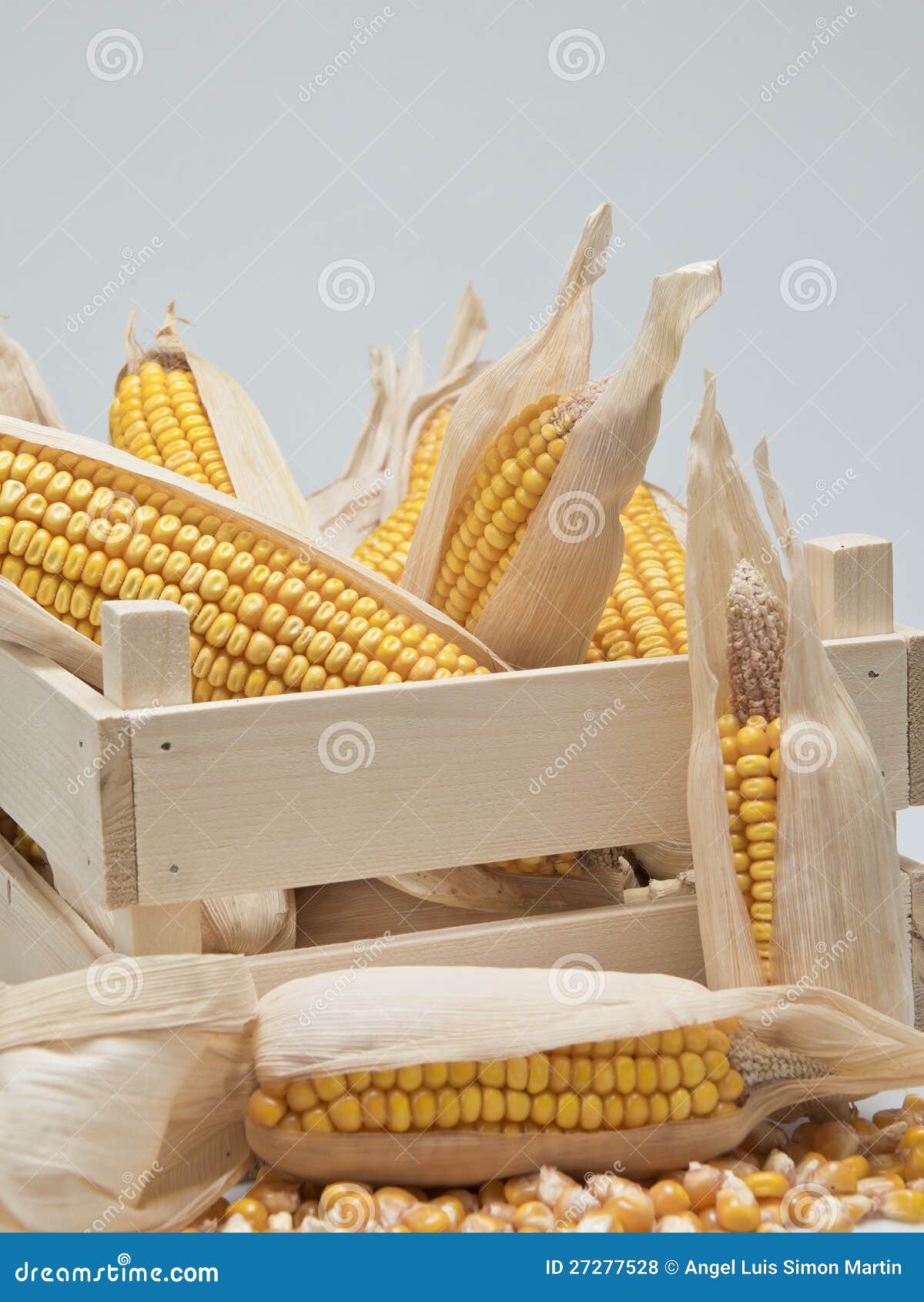 Wooden Crate with Corn Ears Stock Photo - Image of fruits, crop: 27277528