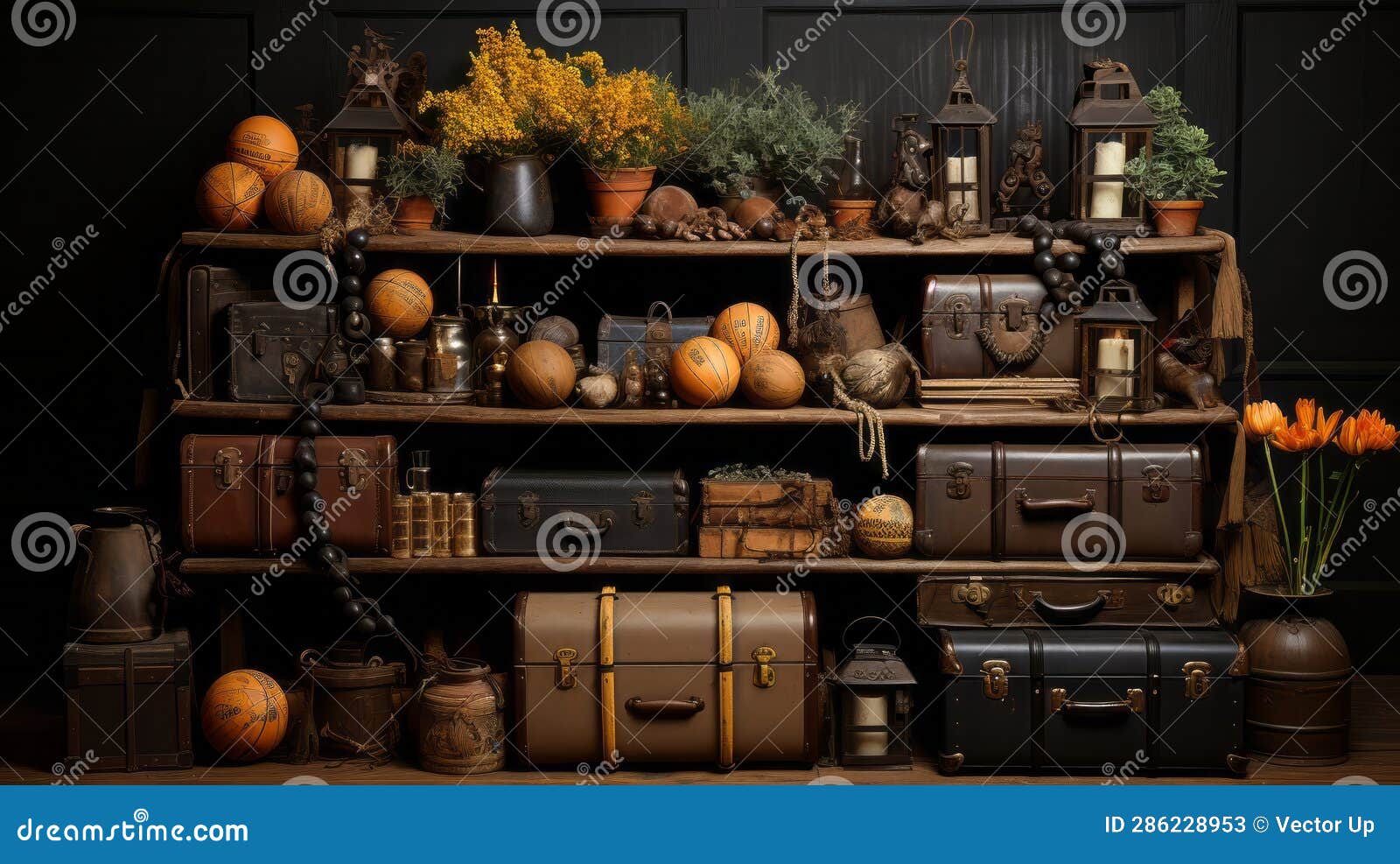 A Wooden Crate Filled with Vintage Items. Generative AI. Stock Image ...