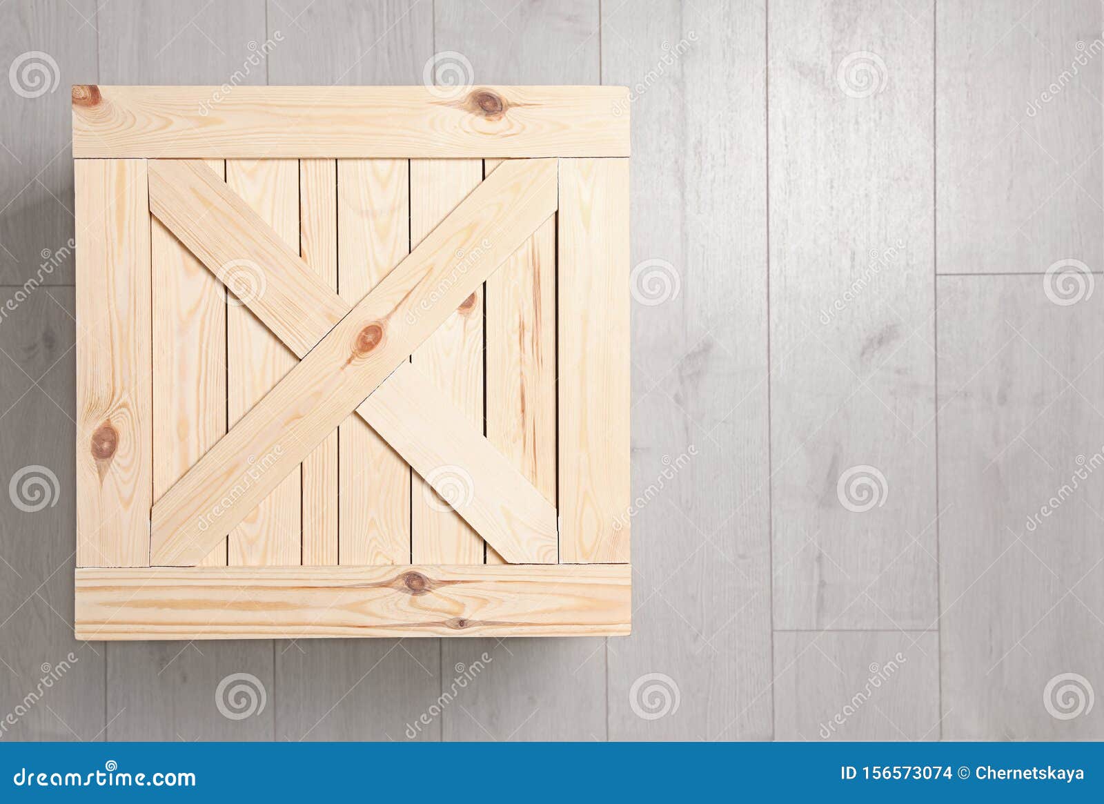 Wooden Crate on Floor, Top View Stock Photo - Image of mail, chest ...