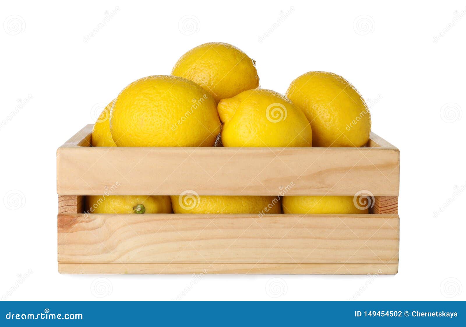 Wooden Crate Full of Fresh Lemons on White Stock Photo - Image of ...