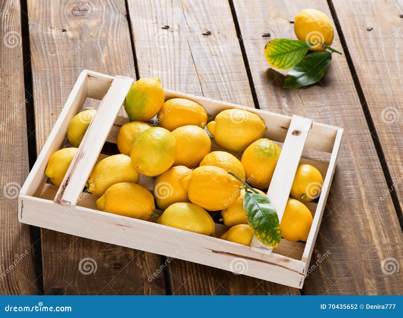 Wooden Crate Full of Lemons Stock Photo - Image of lemon, leaf: 70435652