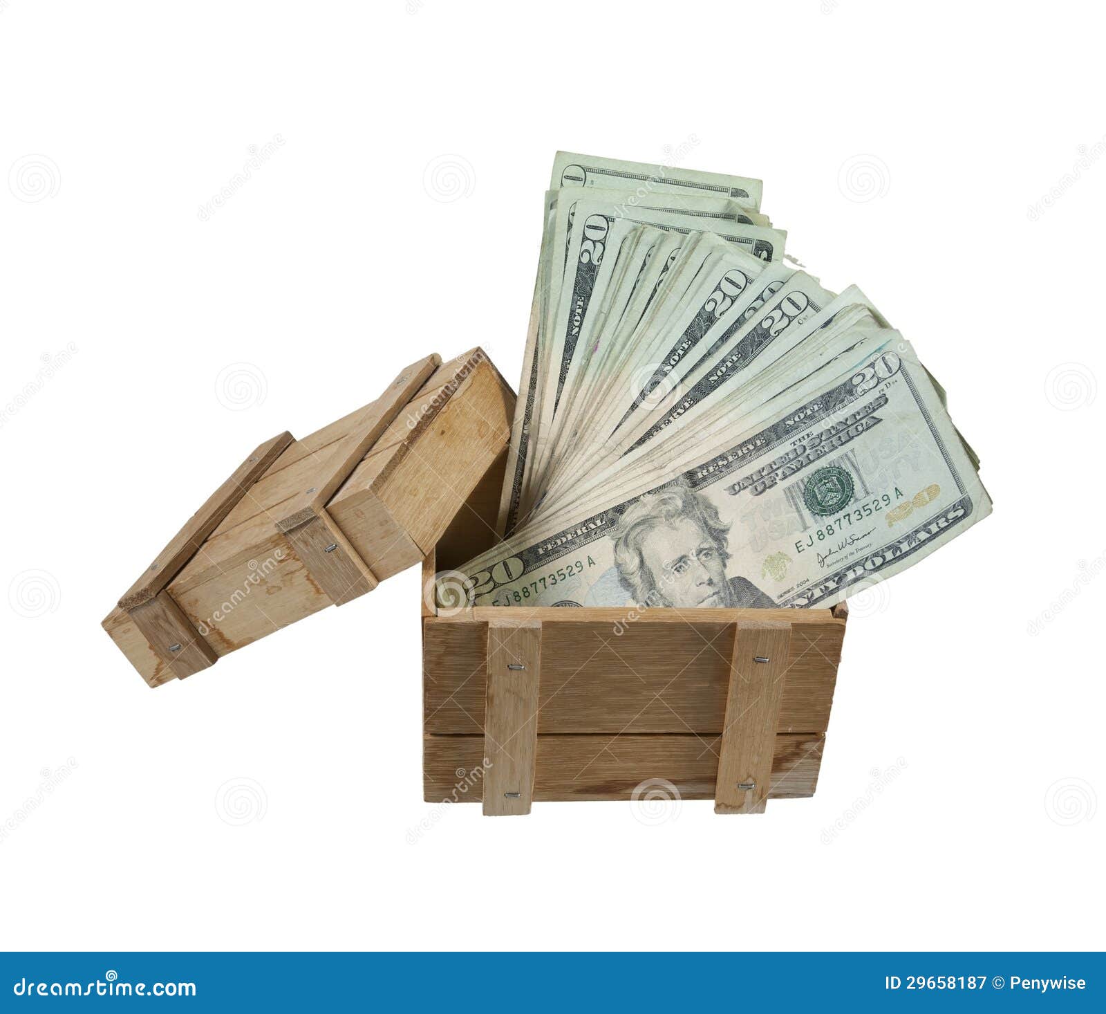 Wooden Crate Full of Money stock image. Image of monies - 29658187
