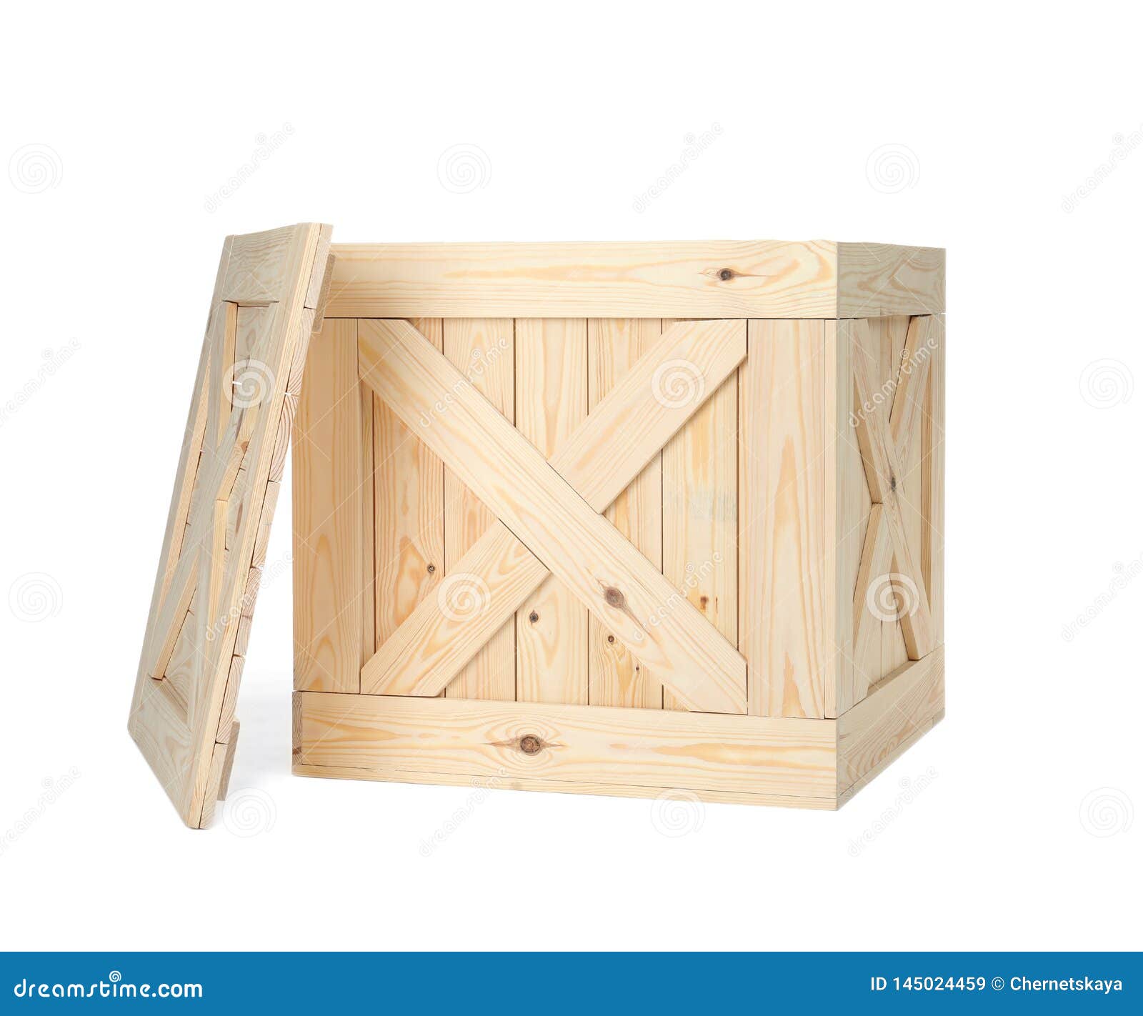 Wooden Crate with Lid on White Stock Image - Image of cargo, parcel ...