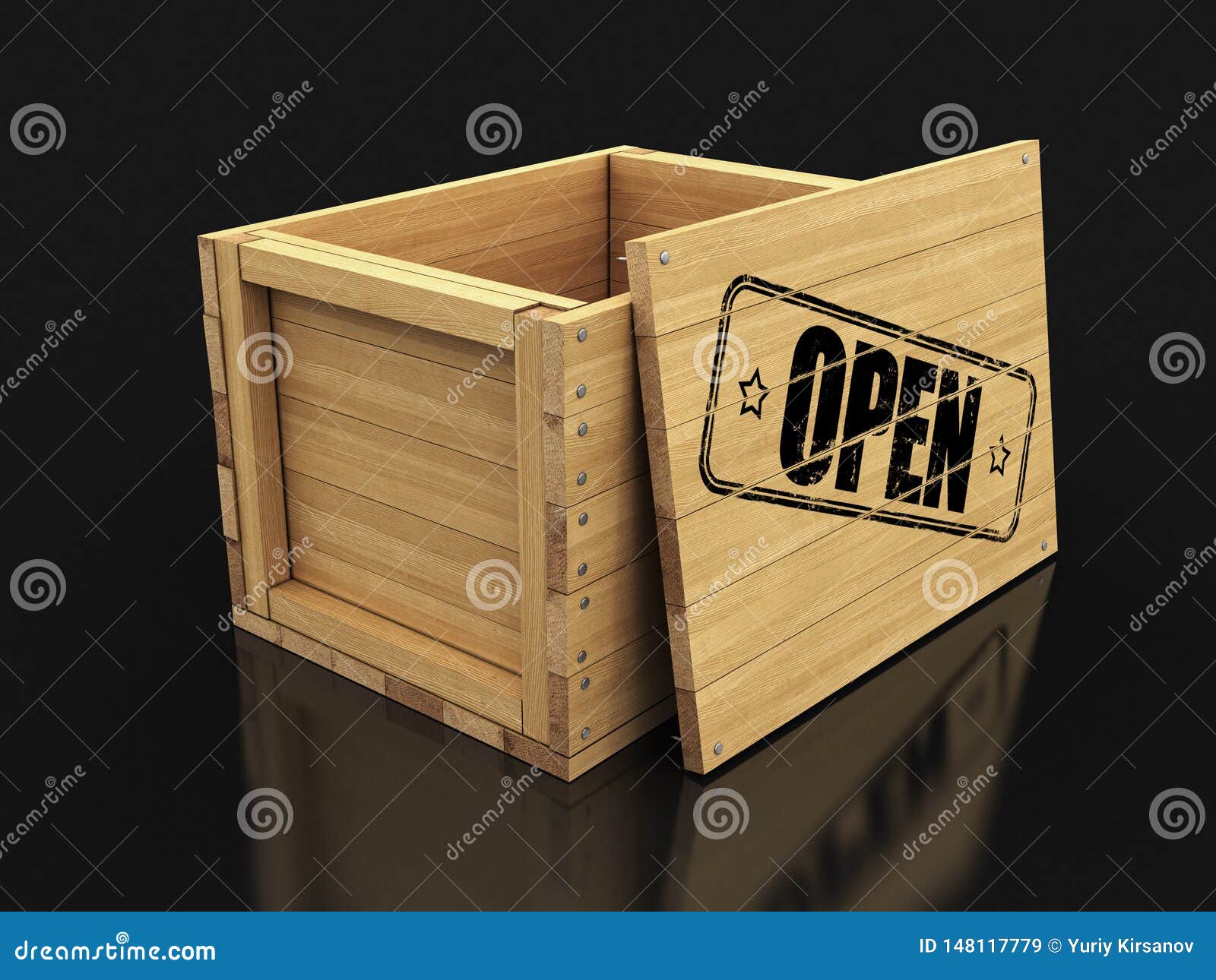 Wooden Crate with Open. Image with Clipping Path Stock Illustration ...