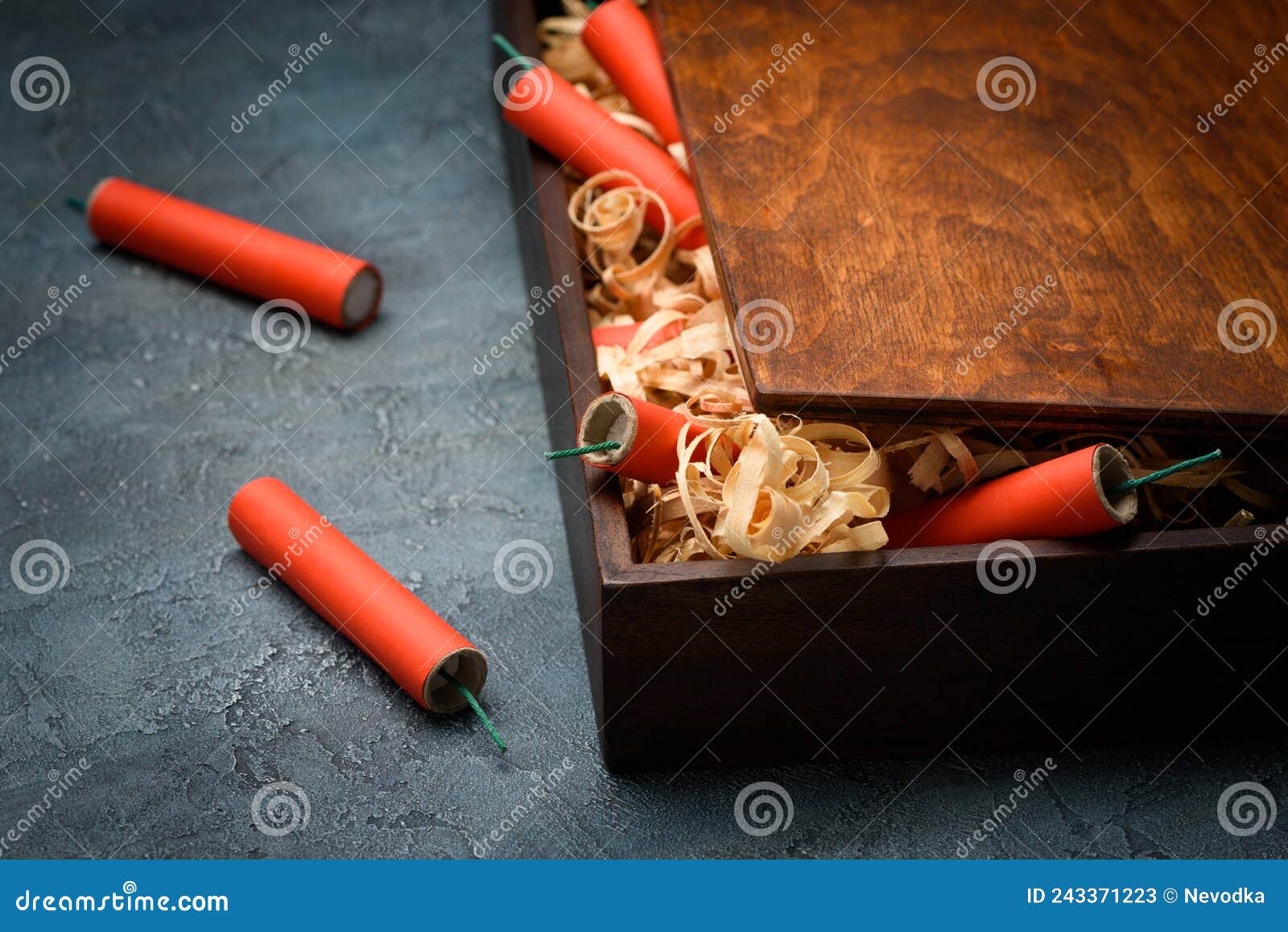 Wooden Crate with Red Dynamite Sticks Stock Image - Image of ...