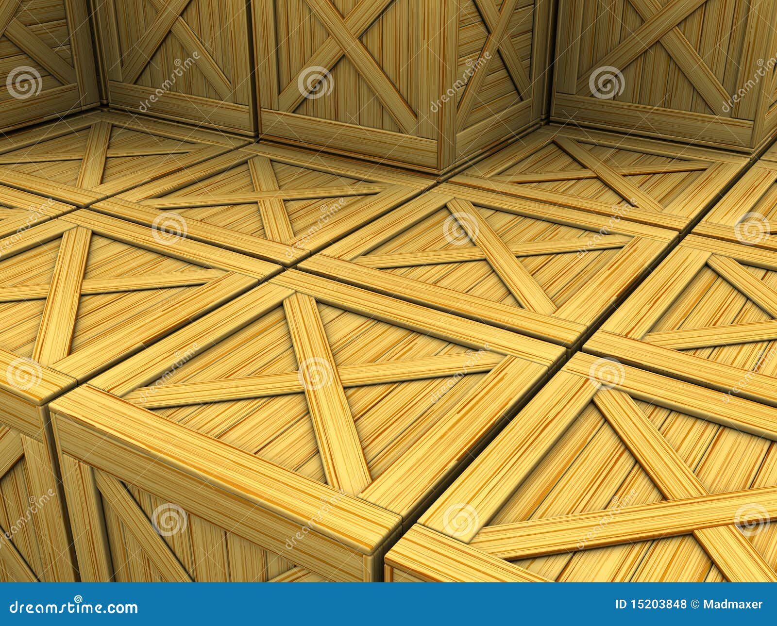 Wooden Crates 3D Illustrations Isolated On White Background.with ...