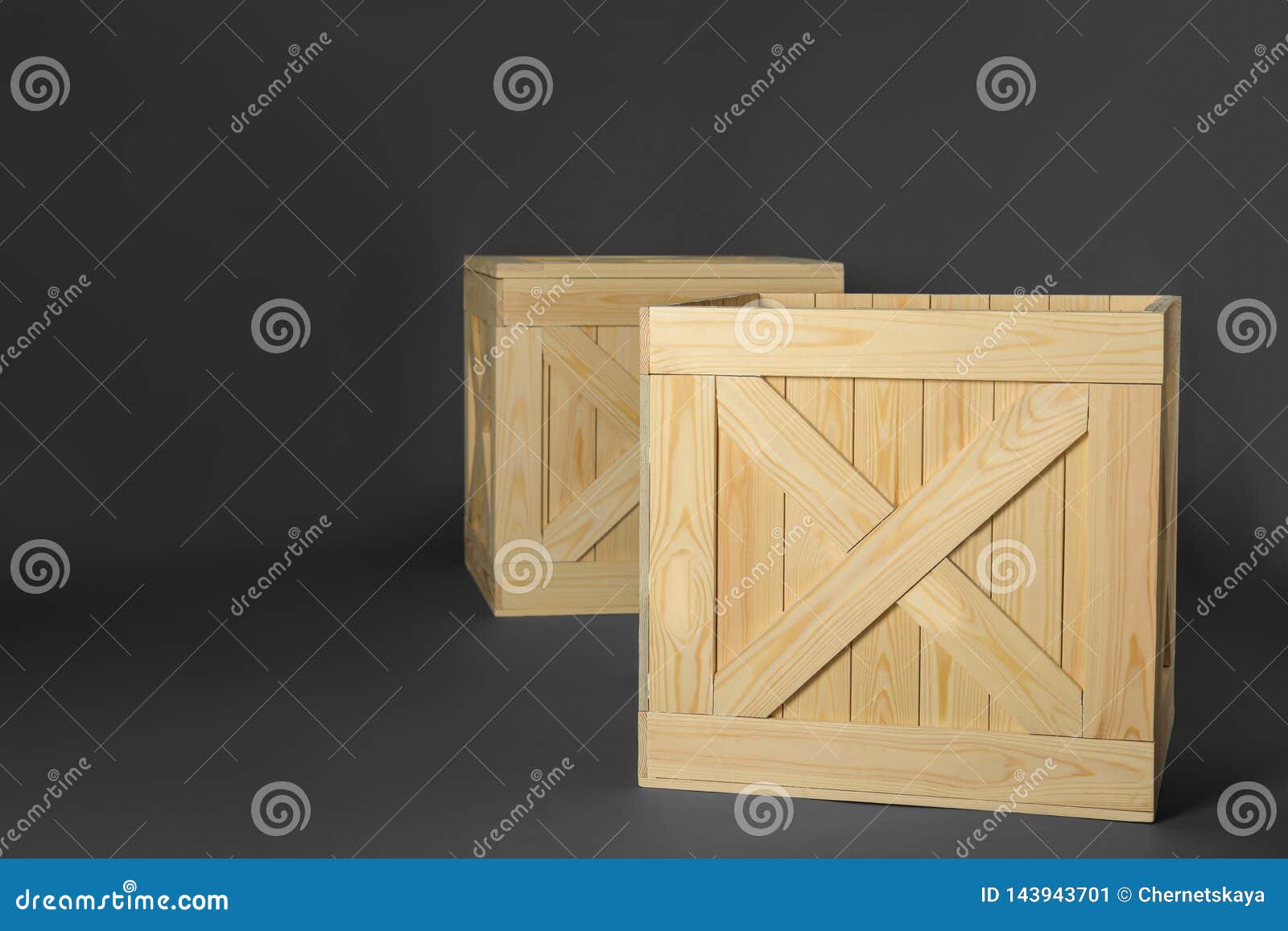 Wooden Crates on Dark Background. Shipping Containers Stock Image ...
