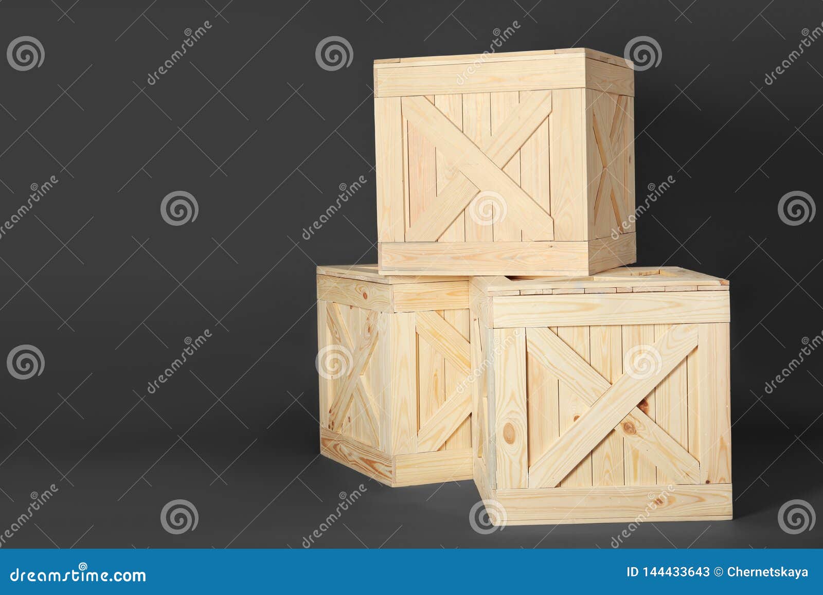 Wooden Crates on Dark Background. Shipping Containers Stock Image ...