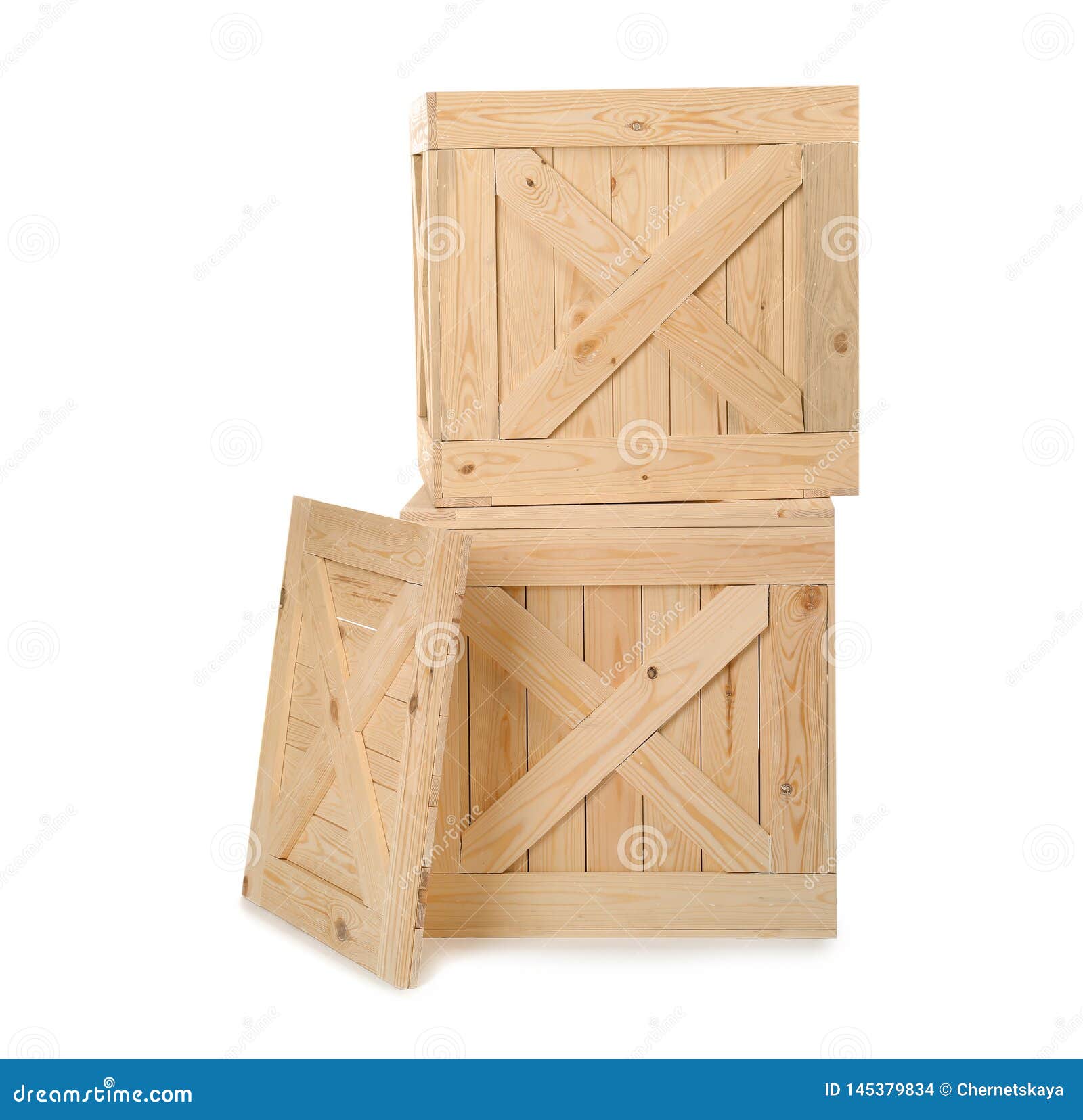 Wooden Crates on White. Delivery Service Stock Photo - Image of chest ...