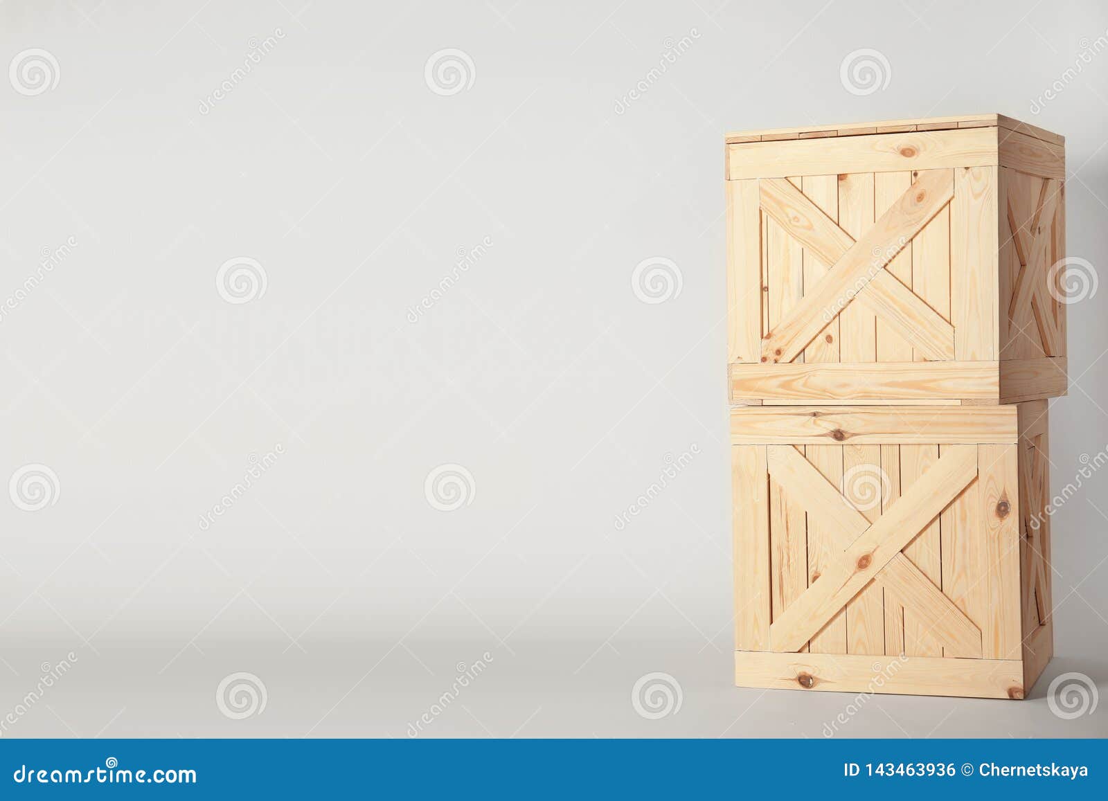 Wooden Crates on Light Background. Shipping Containers Stock Photo ...
