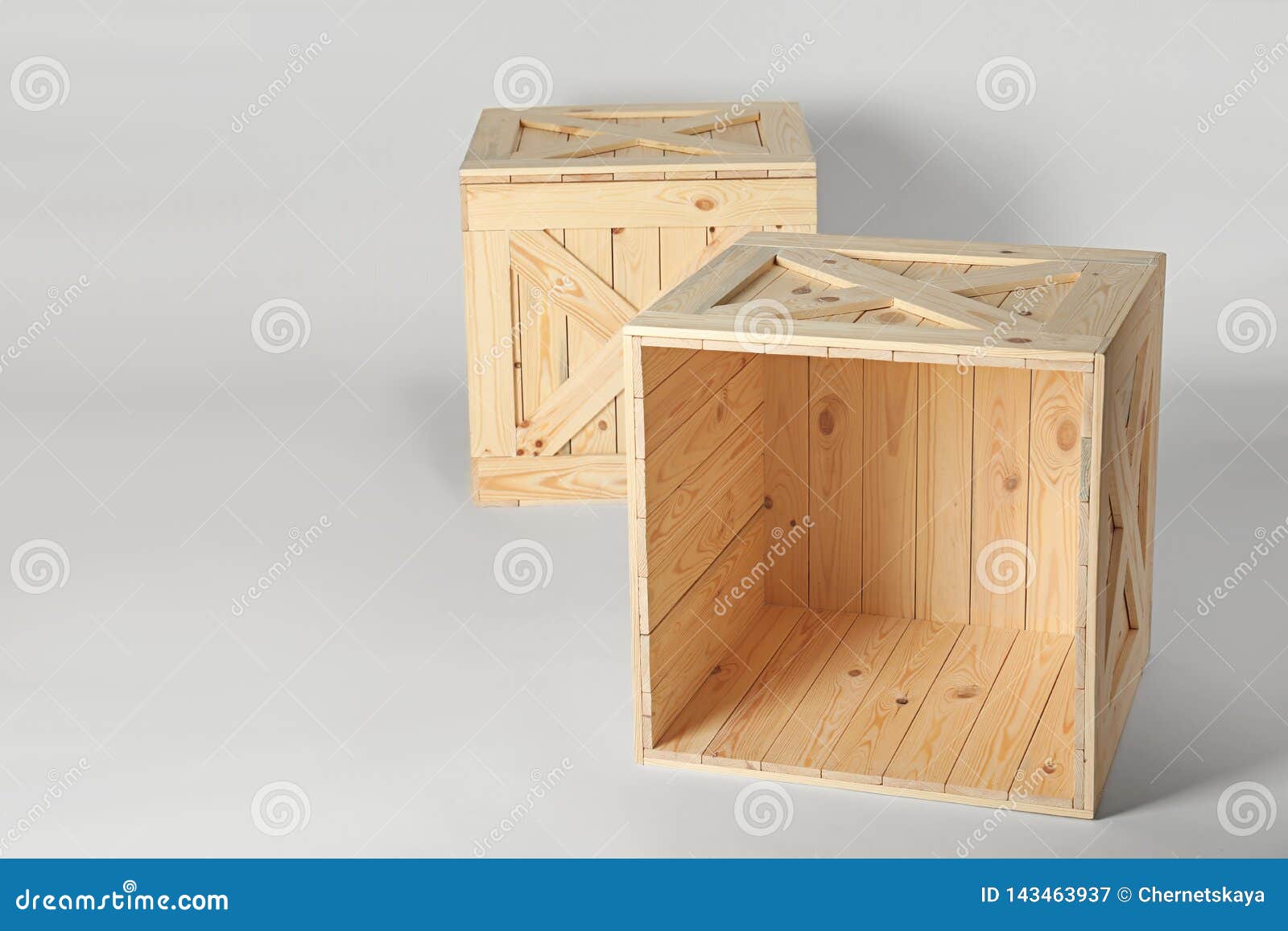 Wooden Crates on Light Background. Shipping Containers Stock Image ...