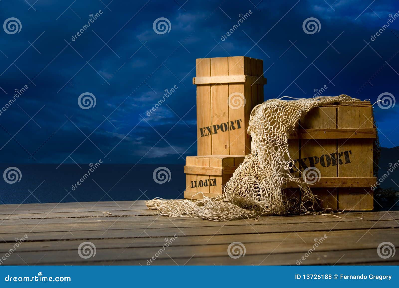Wooden Crates Packed For Export On Dock Stock Photo - Image: 13726188