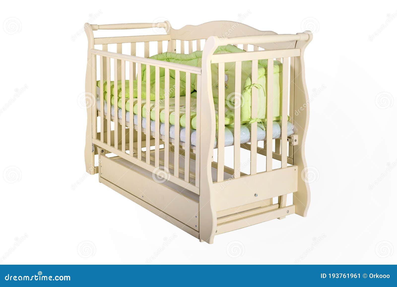 Wooden Crib Isolated on a White Background Stock Image - Image of ...