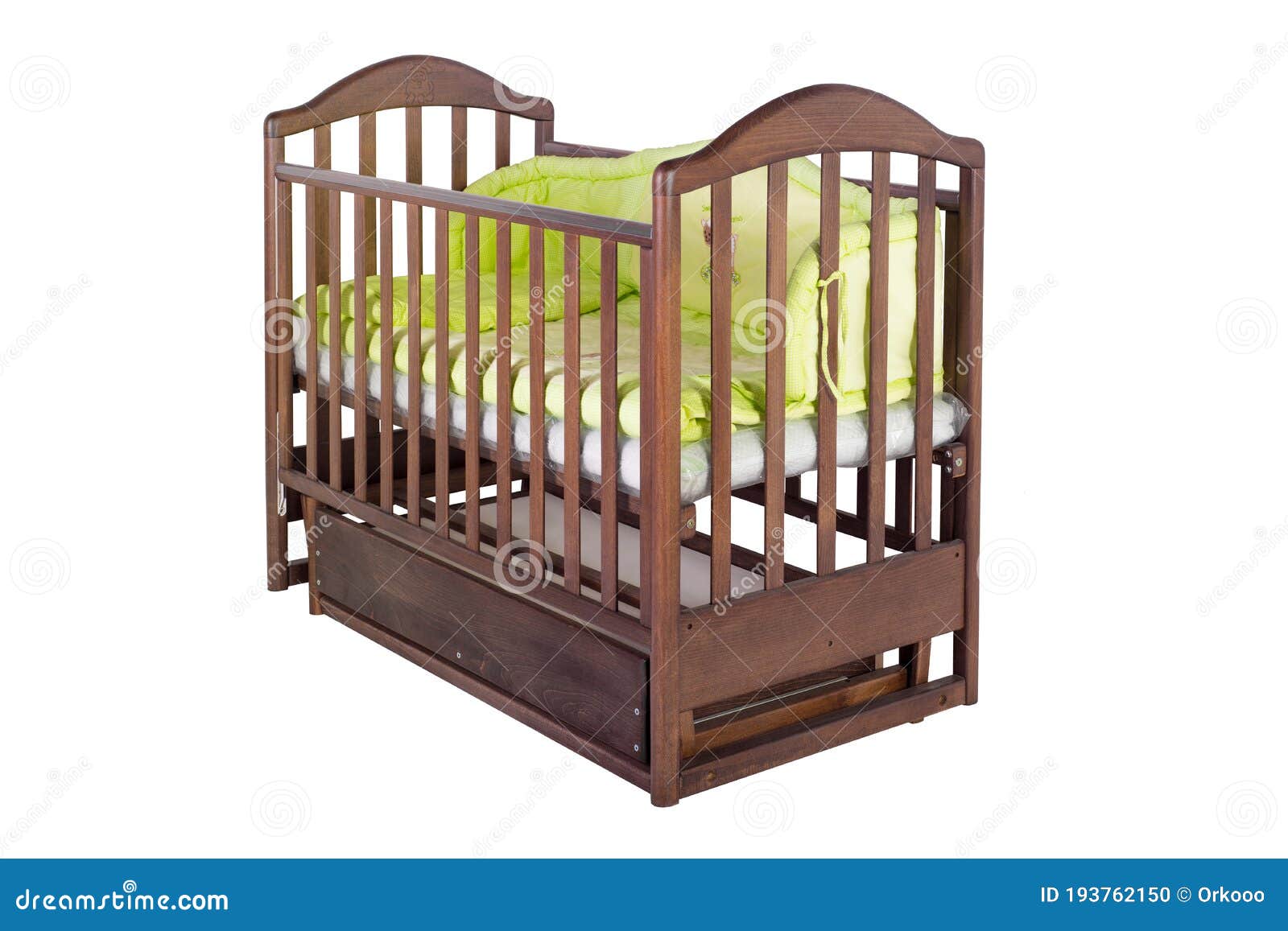 Wooden Crib Isolated on a White Background Stock Photo - Image of crib ...