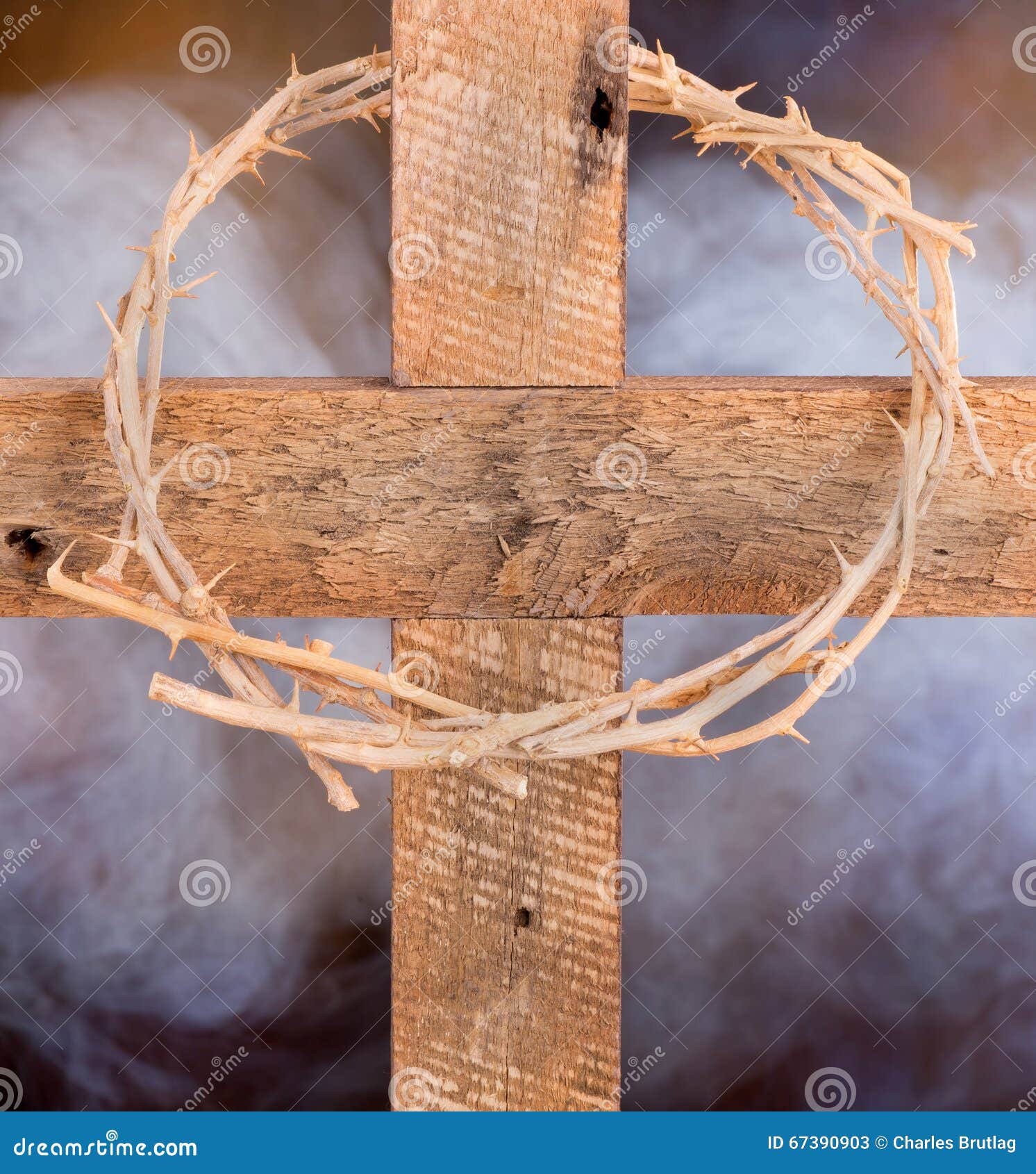 Wooden Cross and Crown of Thorns Stock Image - Image of christ, cross ...