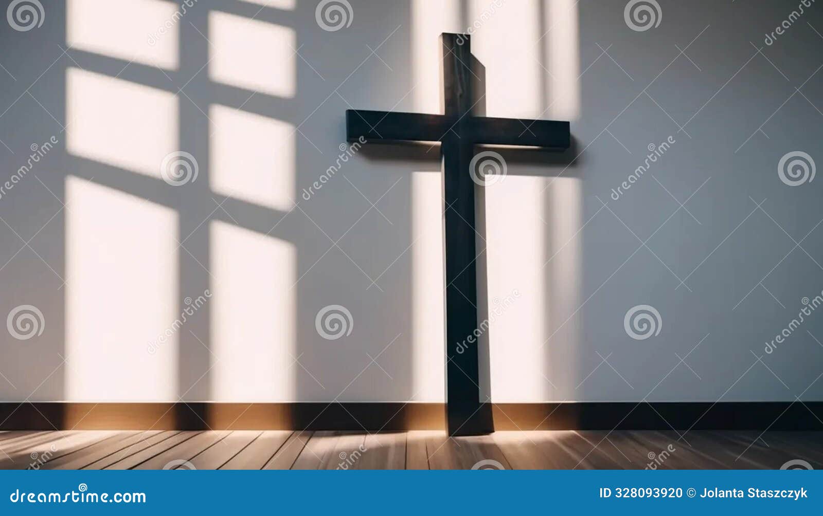 Wooden Cross in an Empty Room Stock Illustration - Illustration of ...