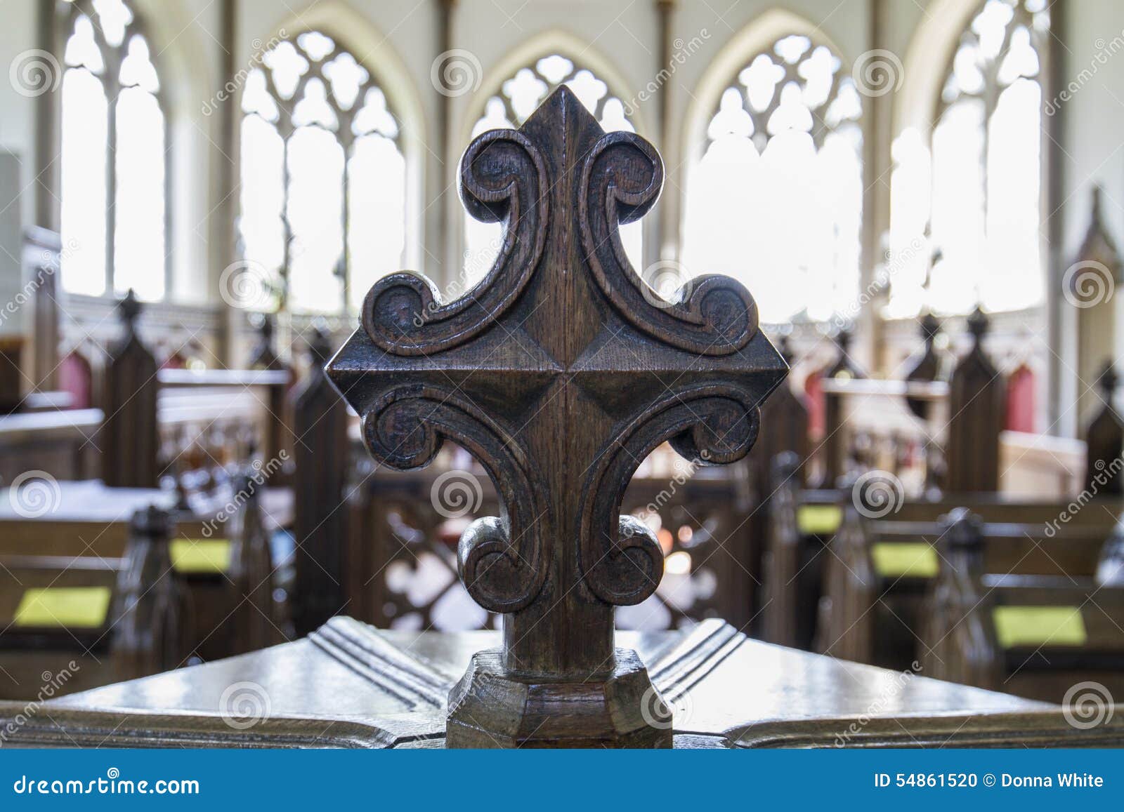 Wooden cross inside church stock photo. Image of light - 54861520