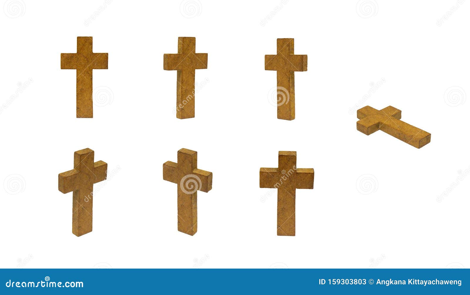 Wooden Cross Isolated on White Background. Stock Image - Image of ...