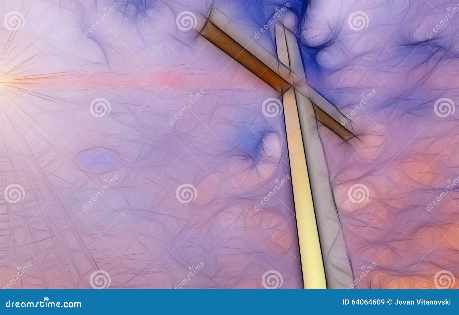 Wooden cross in night stock illustration. Illustration of catholic ...