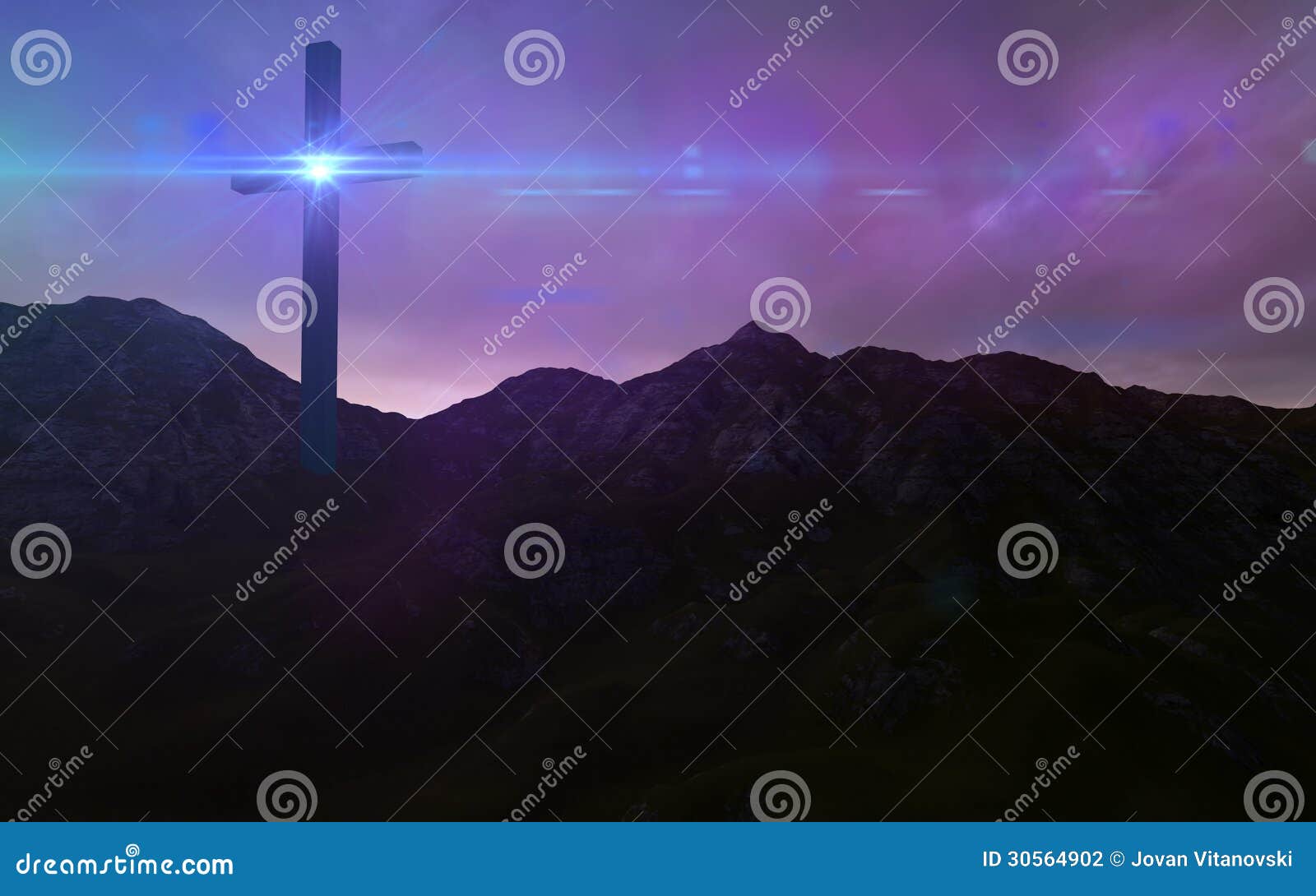 Wooden cross in night stock illustration. Illustration of easter - 30564902