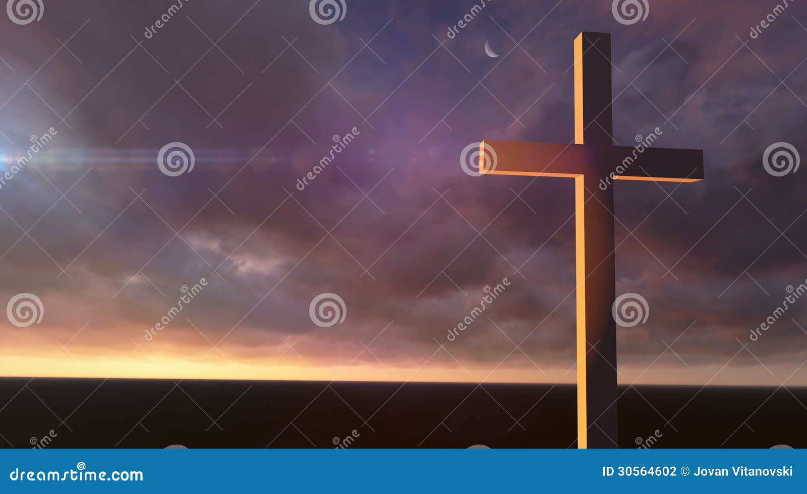 Wooden cross in night stock illustration. Illustration of gospel - 30564602