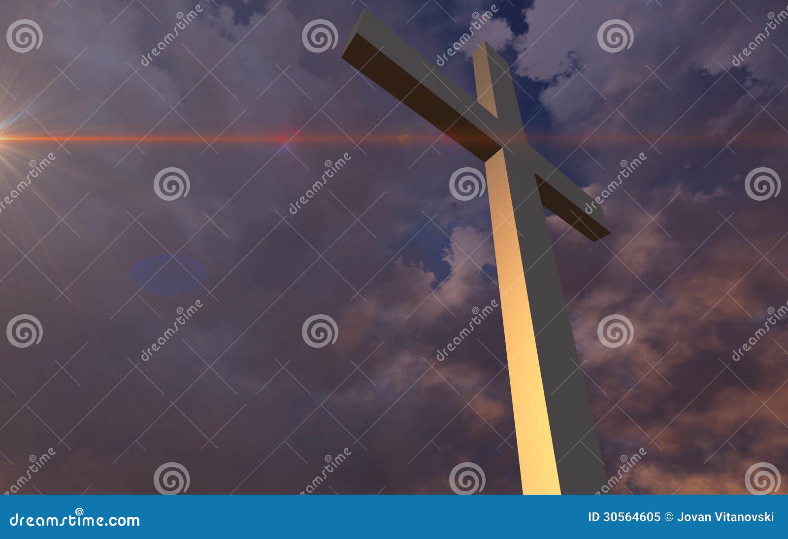Wooden cross in night stock illustration. Illustration of hope - 30564605