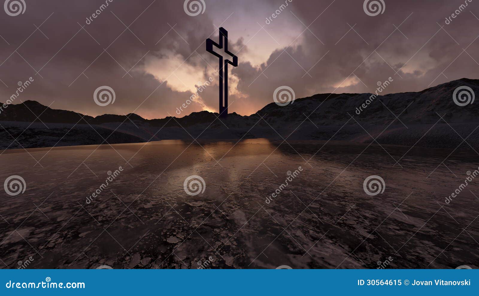 Wooden cross in night stock illustration. Illustration of learning ...
