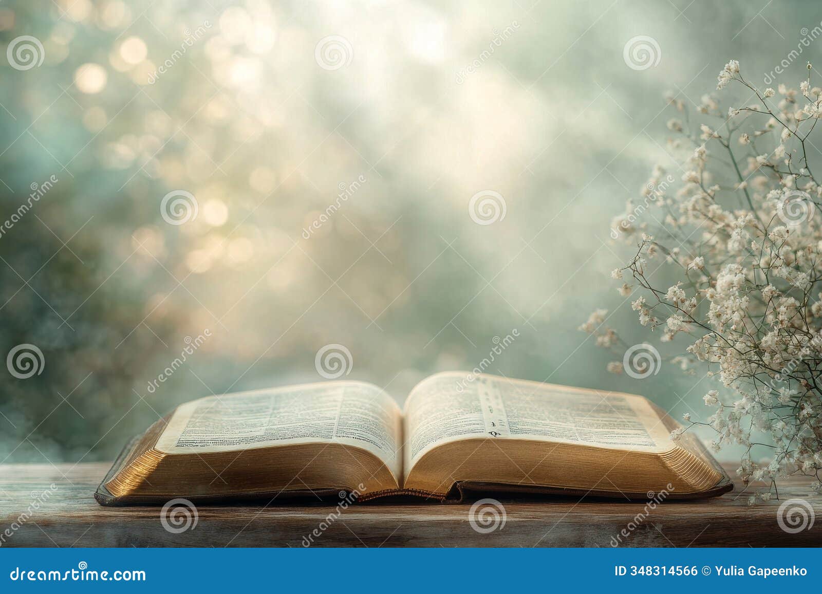 Open Bible with Cross in Rays of Light in a Quiet Room Stock Photo ...
