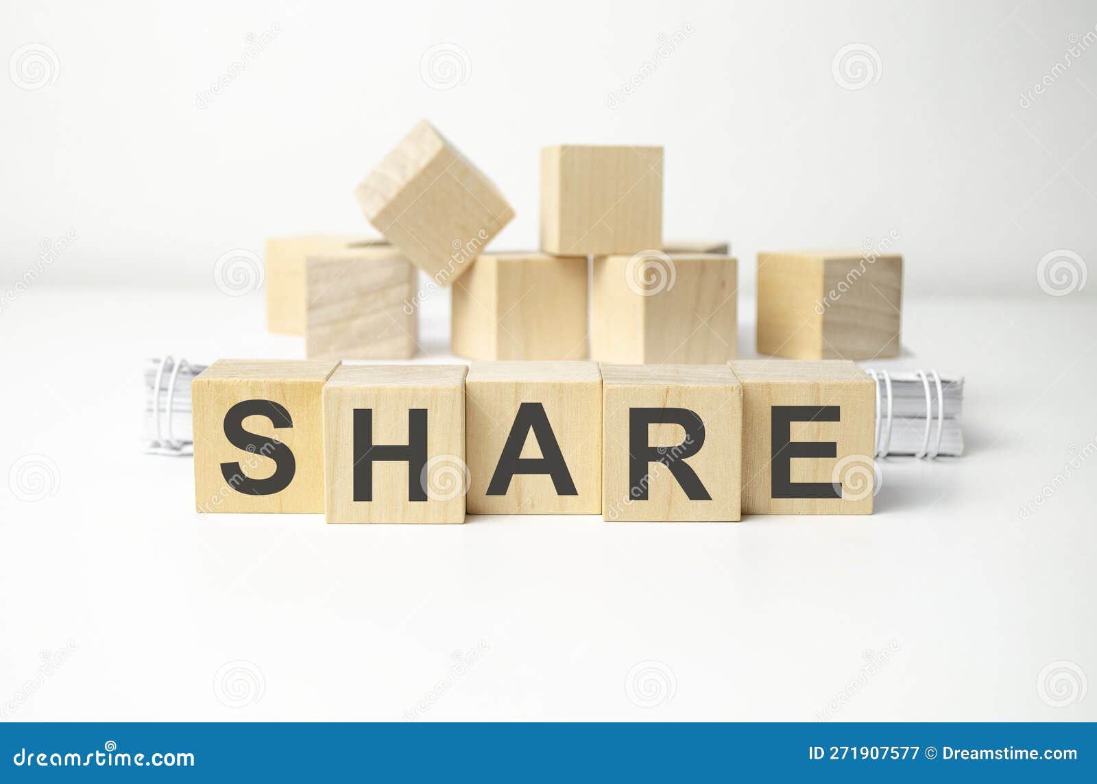 Wooden Cube Block with Share Business Word on Table Background Stock ...