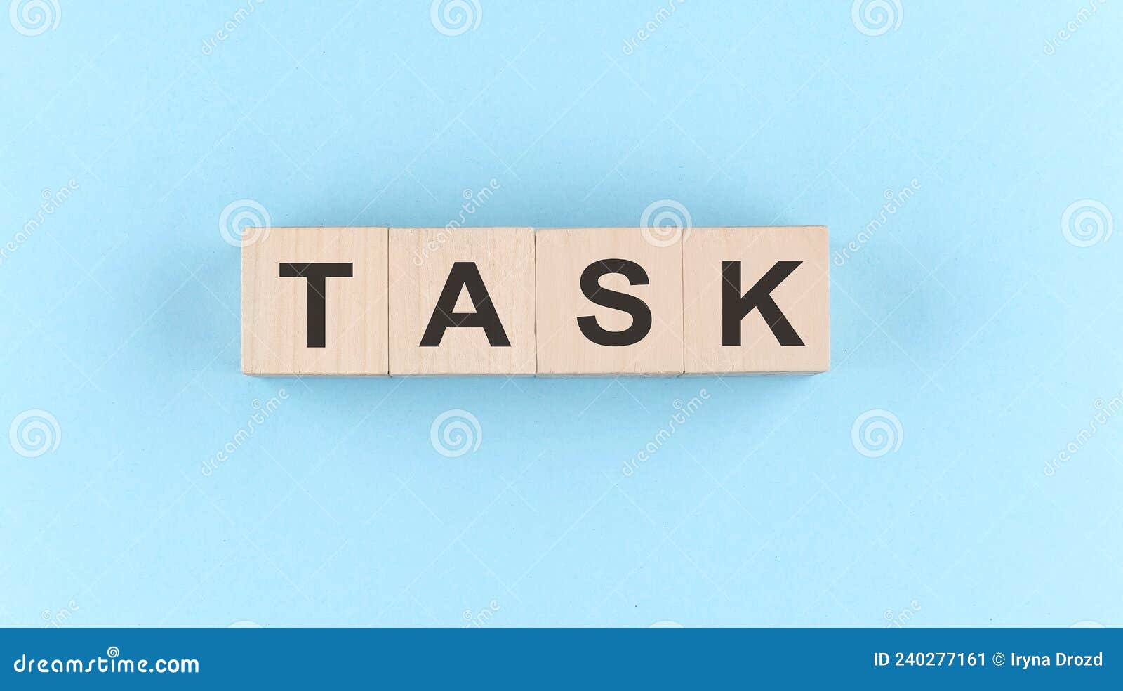 Wooden Cube Block with Text TASK on the Blue Background Stock Image ...