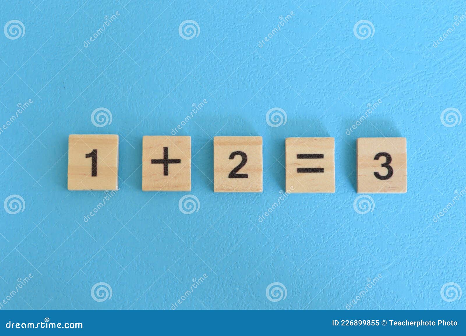 Wooden Cube Blocks with One Plus Two Equal Three. Math Concept Stock ...