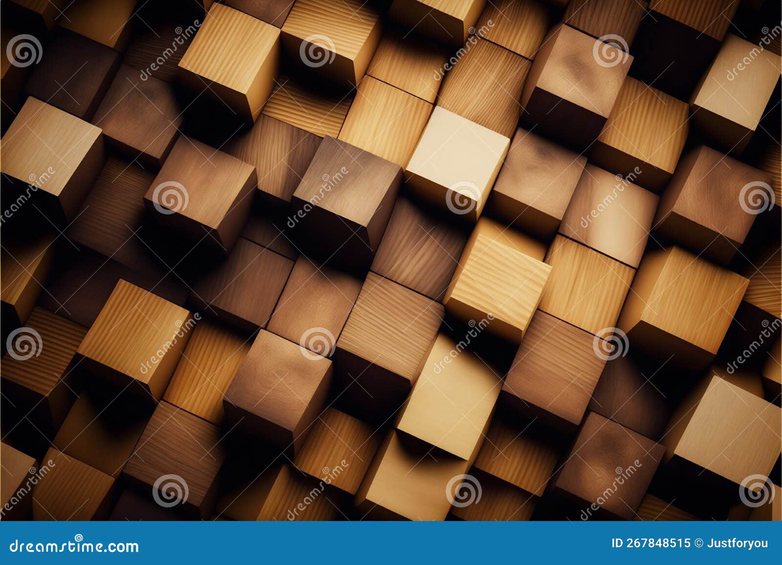 Wooden Cube Blocks Pattern Background. Generative Ai Stock Illustration ...