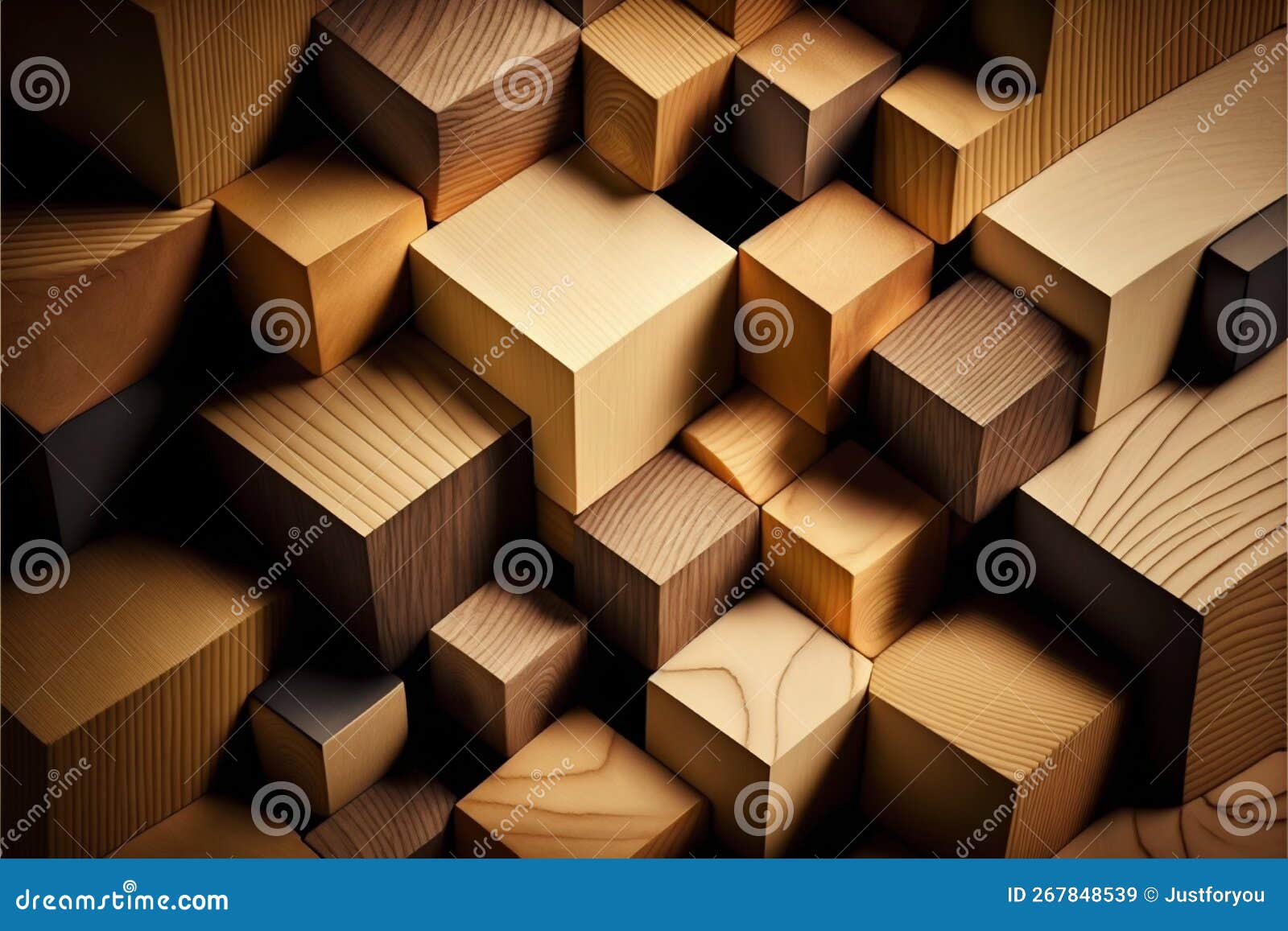 Wooden Cube Blocks Pattern Background. Generative Ai Stock Illustration ...