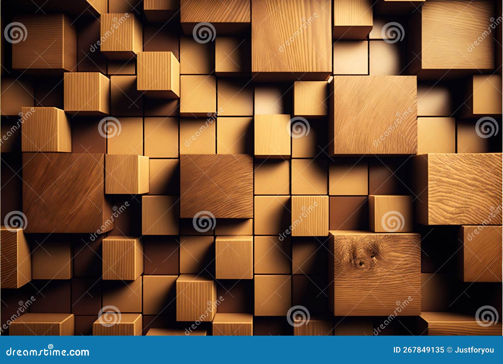 Wooden Cube Blocks Pattern Background. Generative Ai Stock Illustration ...
