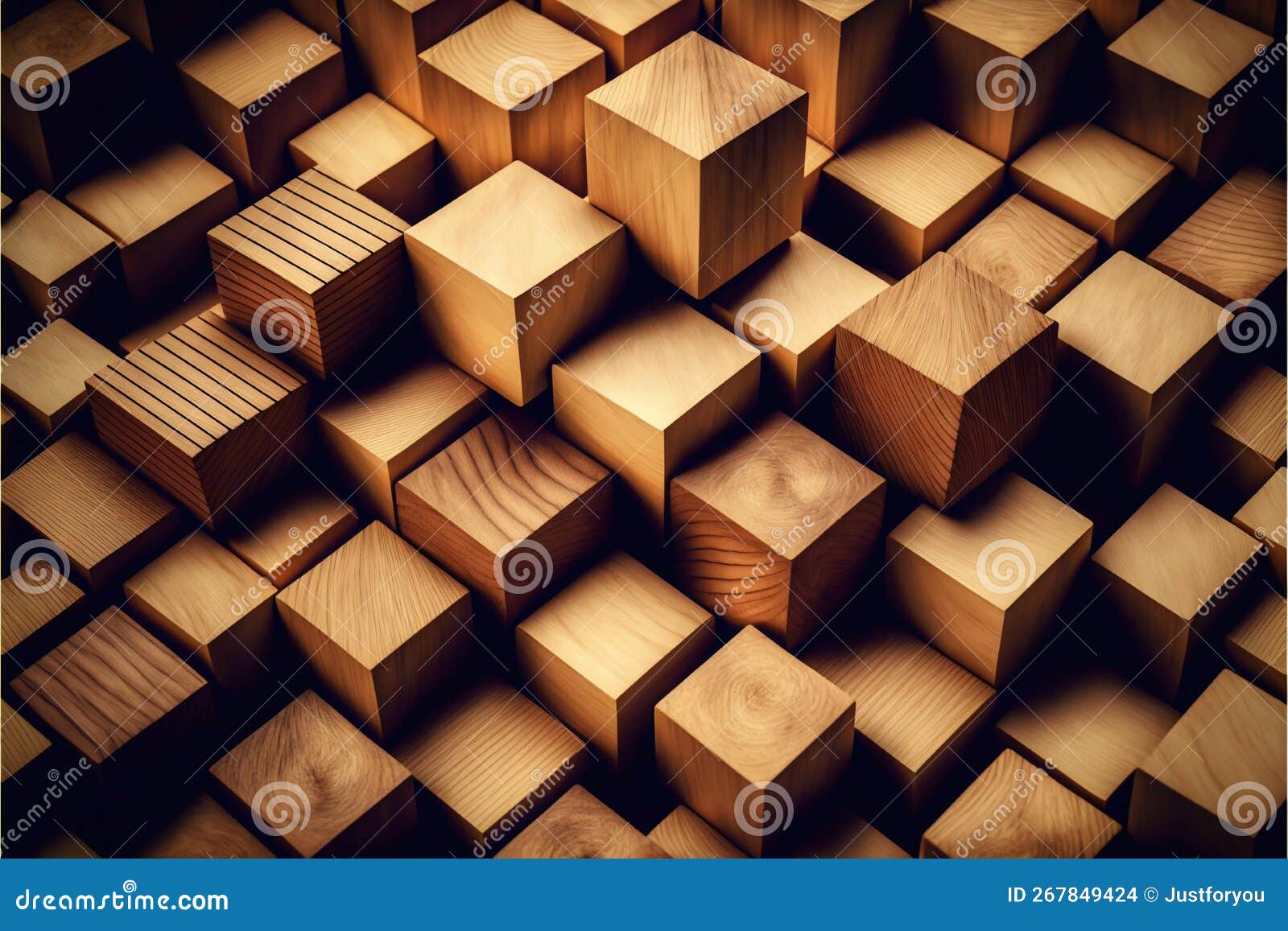 Wooden Cube Blocks Pattern Background. Generative Ai Stock Illustration ...