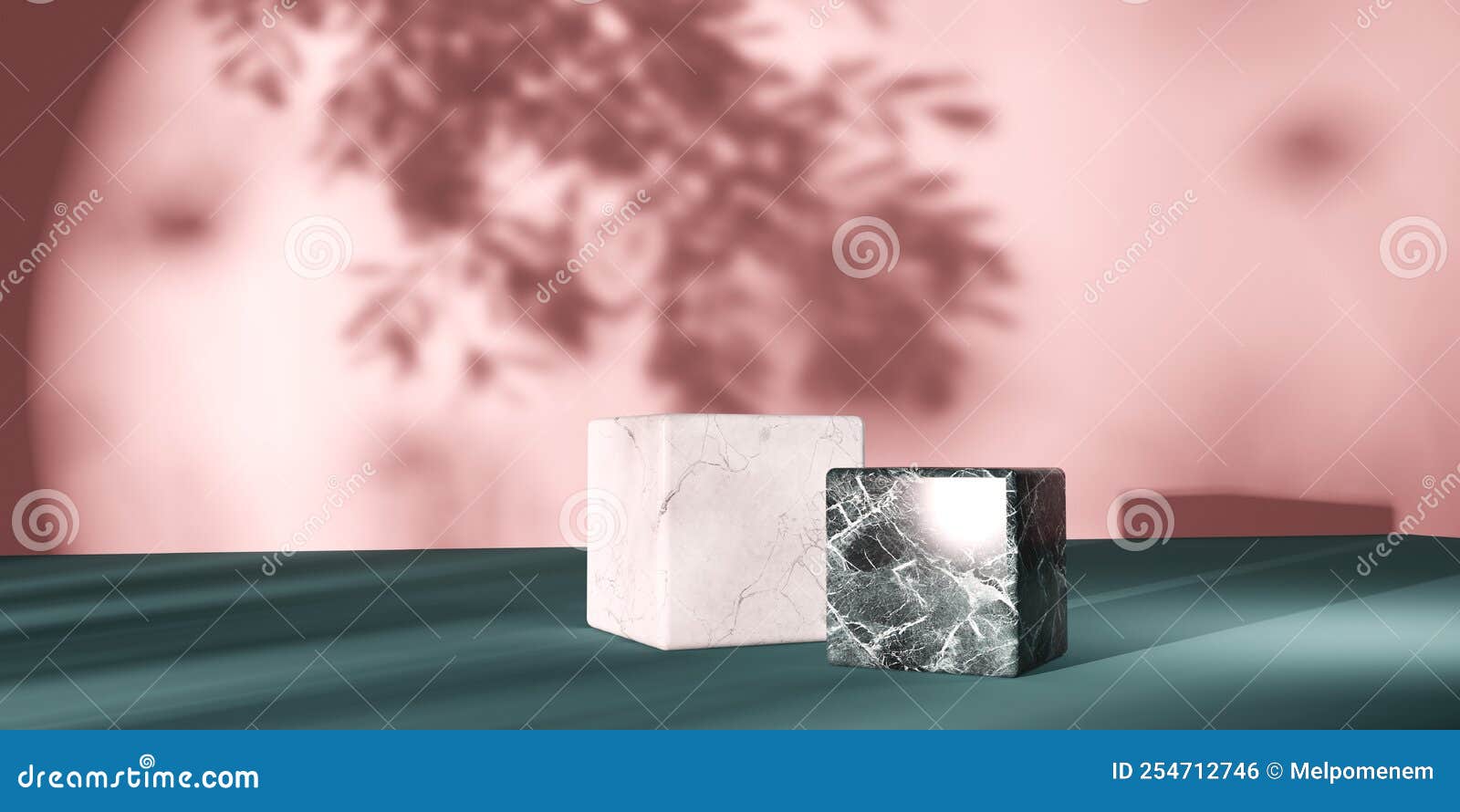 Wooden Cube Blocks in a Room with Shadow of Trees - 3D Stock ...