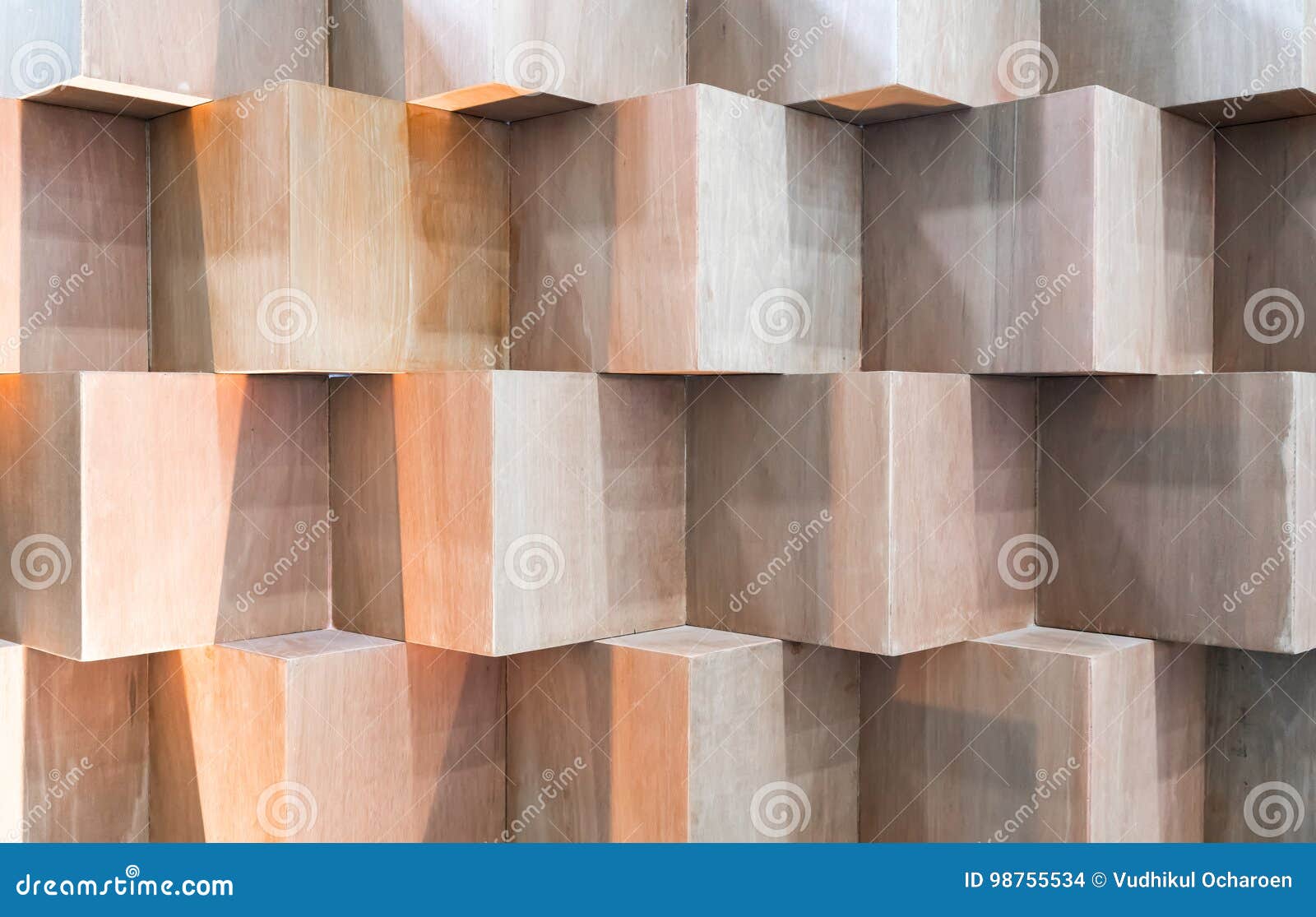 Wooden Cube Boxes Creating Abstract Geometric Wall Stock Photo - Image ...