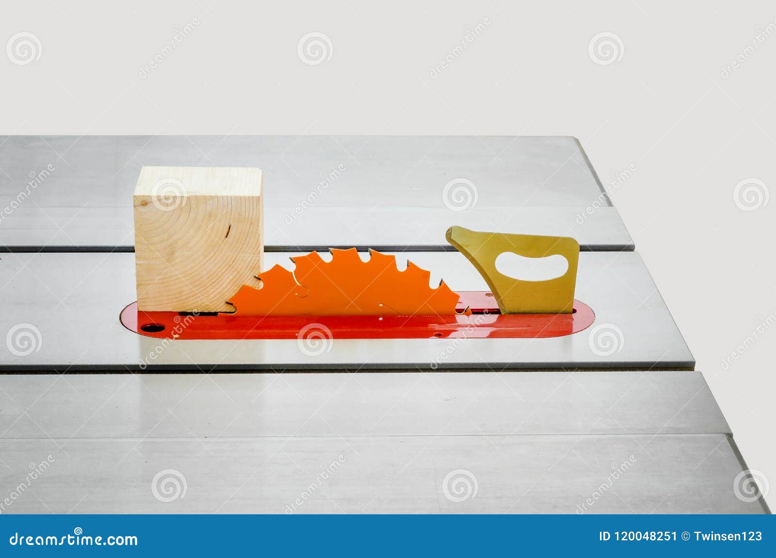 Wooden Cube Lays on a Circular Saw Machine in a Woodworking Work Stock ...