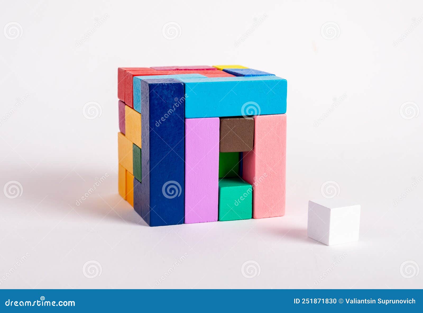 Wooden Cube from Multicolored Blocks with One Missing Element ...